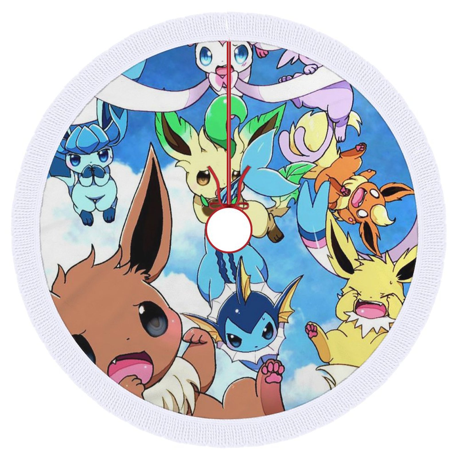 Pokemon Eevee Christmas tree skirt Christmas tree mat with fringe ...