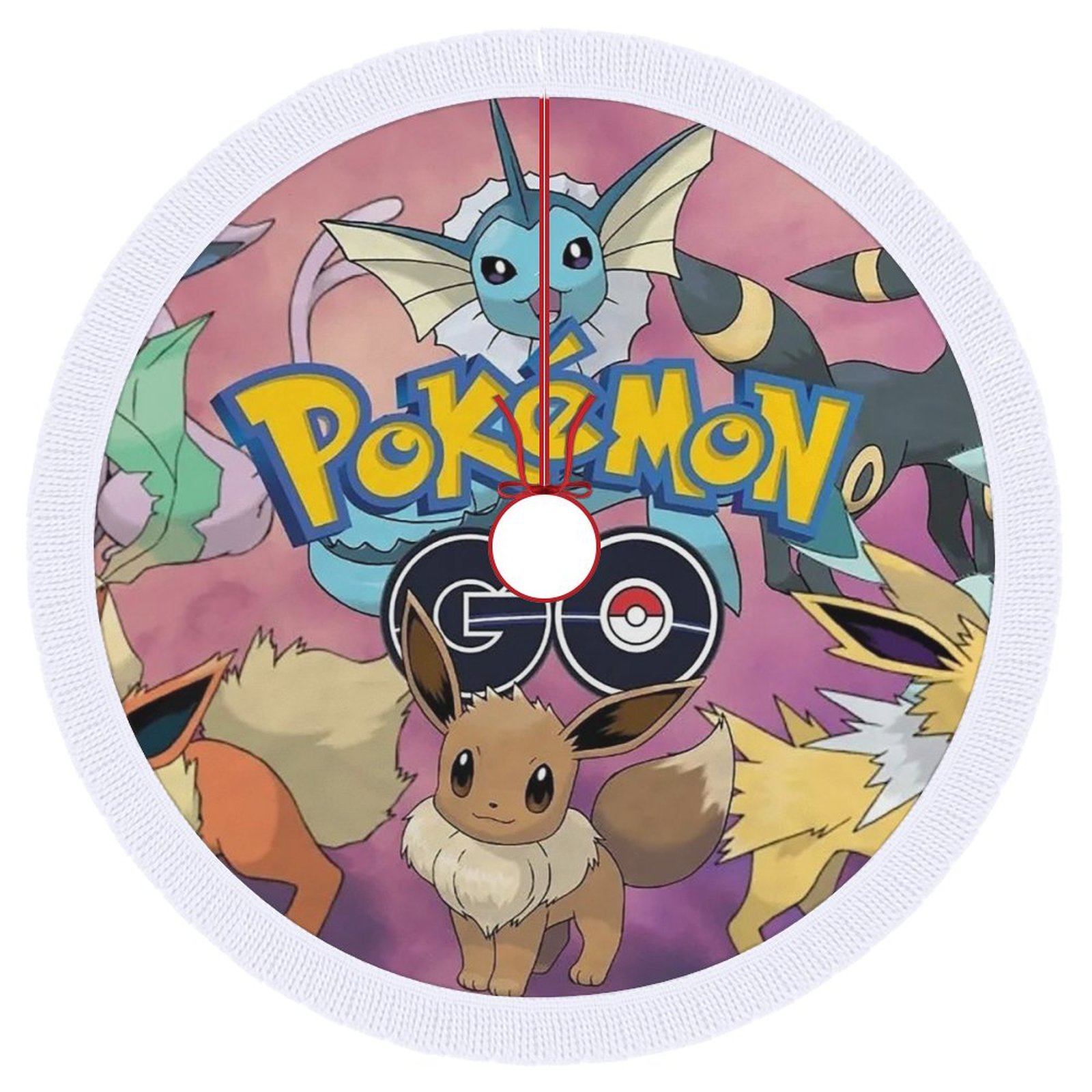 Pokemon Eevee Christmas tree skirt Christmas tree mat with fringe ...