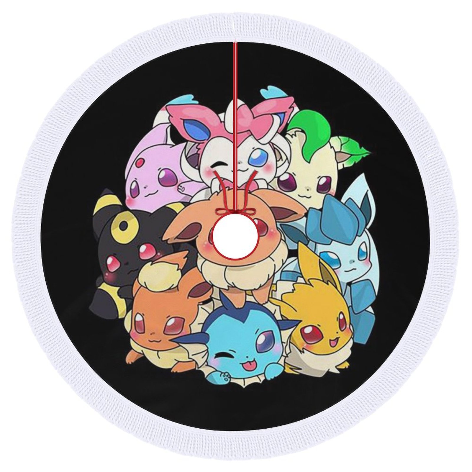 Pokemon Eevee Christmas tree skirt Christmas tree mat with fringe ...