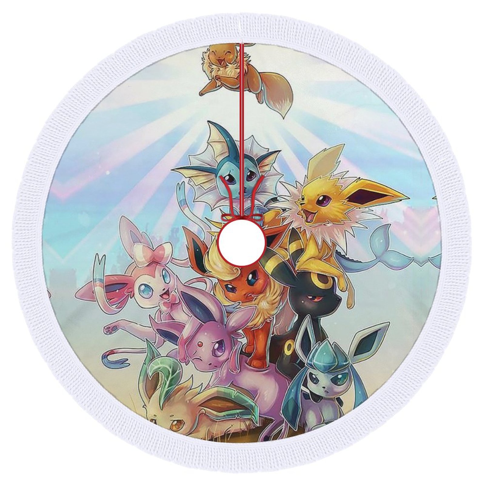 Pokemon Eevee Christmas tree skirt Christmas tree mat with fringe ...