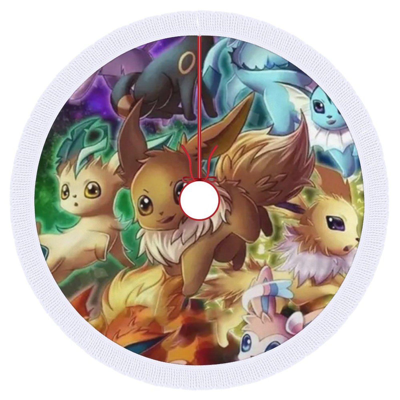 Pokemon Eevee Christmas tree skirt Christmas tree mat with fringe ...