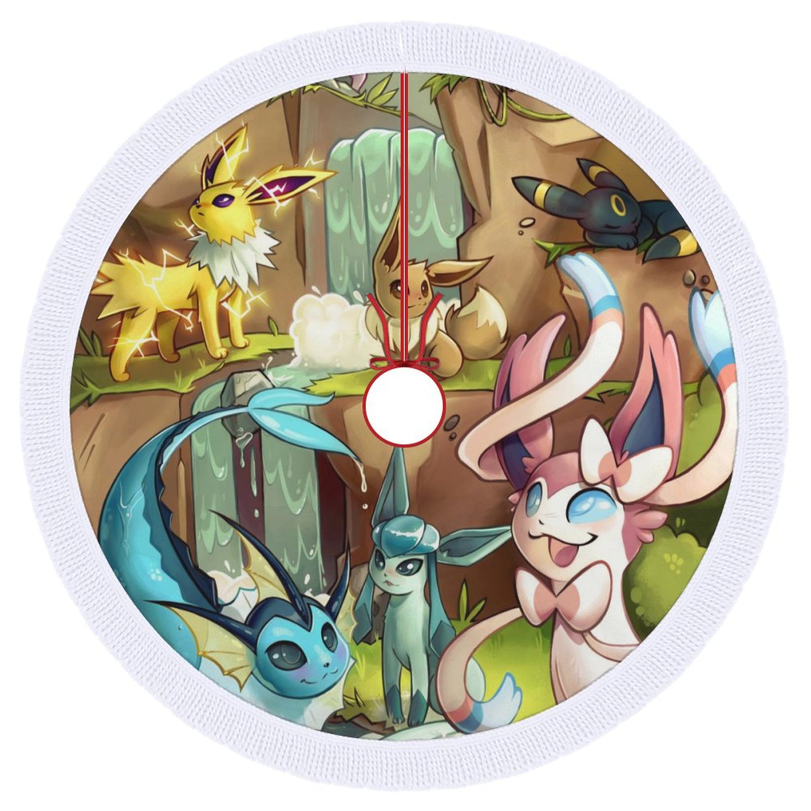 Pokemon Eevee Christmas tree skirt Christmas tree mat with fringe ...