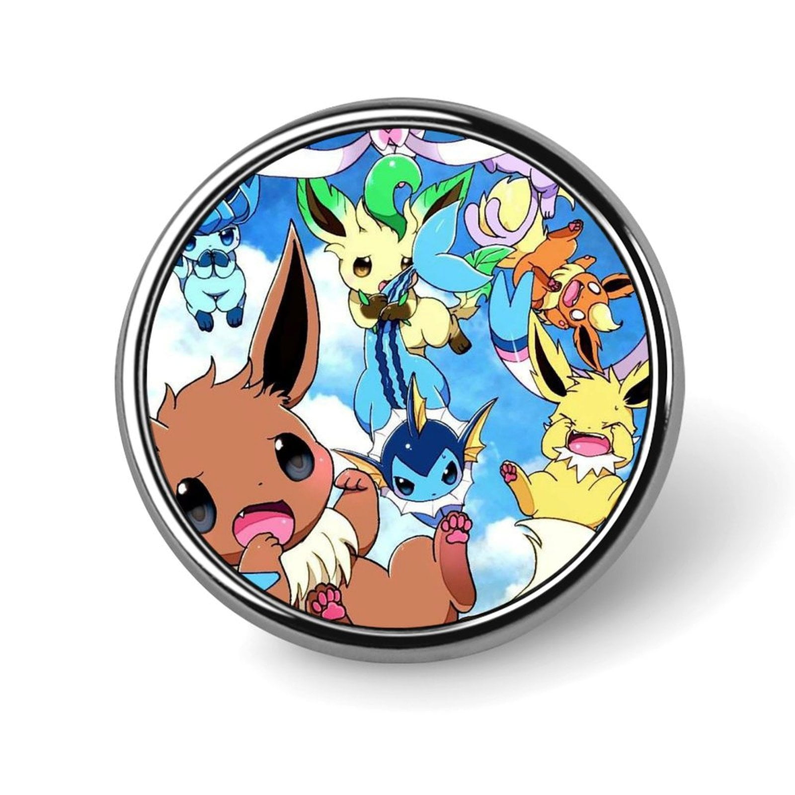 Pokemon Eevee Circle Badges Round Chest Pins Brooch Decor Round Button Parts Button Pin ...