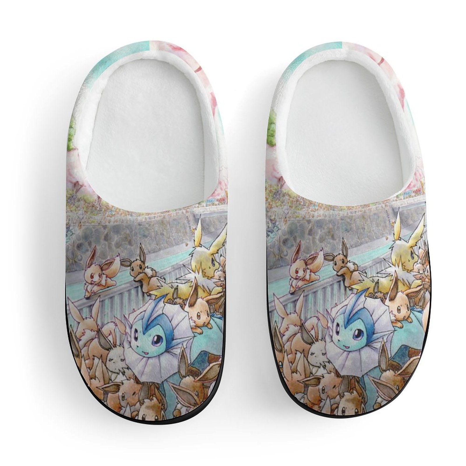 Pokemon_Eevee Cotton Slippers Unisex Slip-On Plush Slippers Non-Slip ...