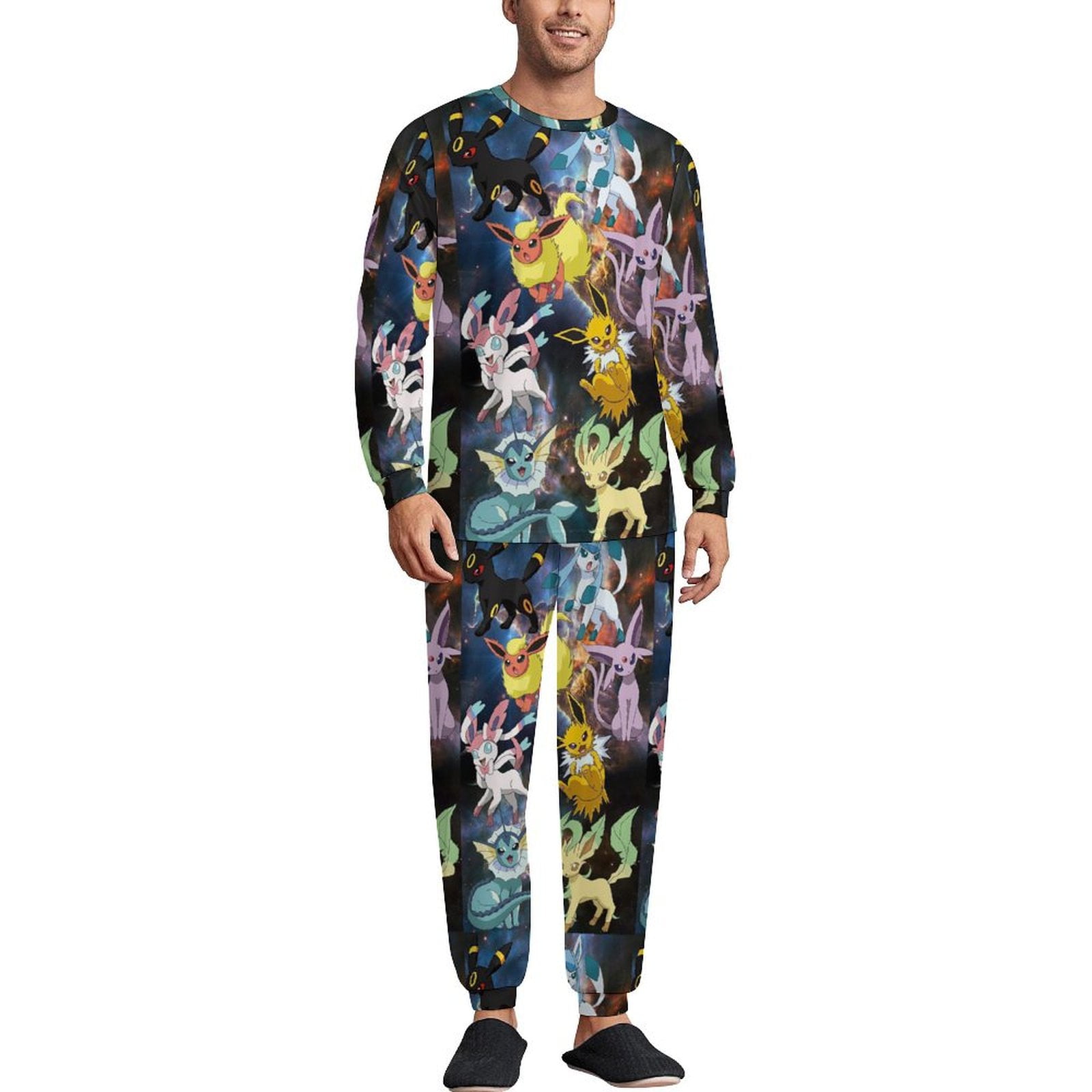 Pokemon Eevee Mens Pajamas Set Long Sleeve Sleepwear Nightwear Pjs ...