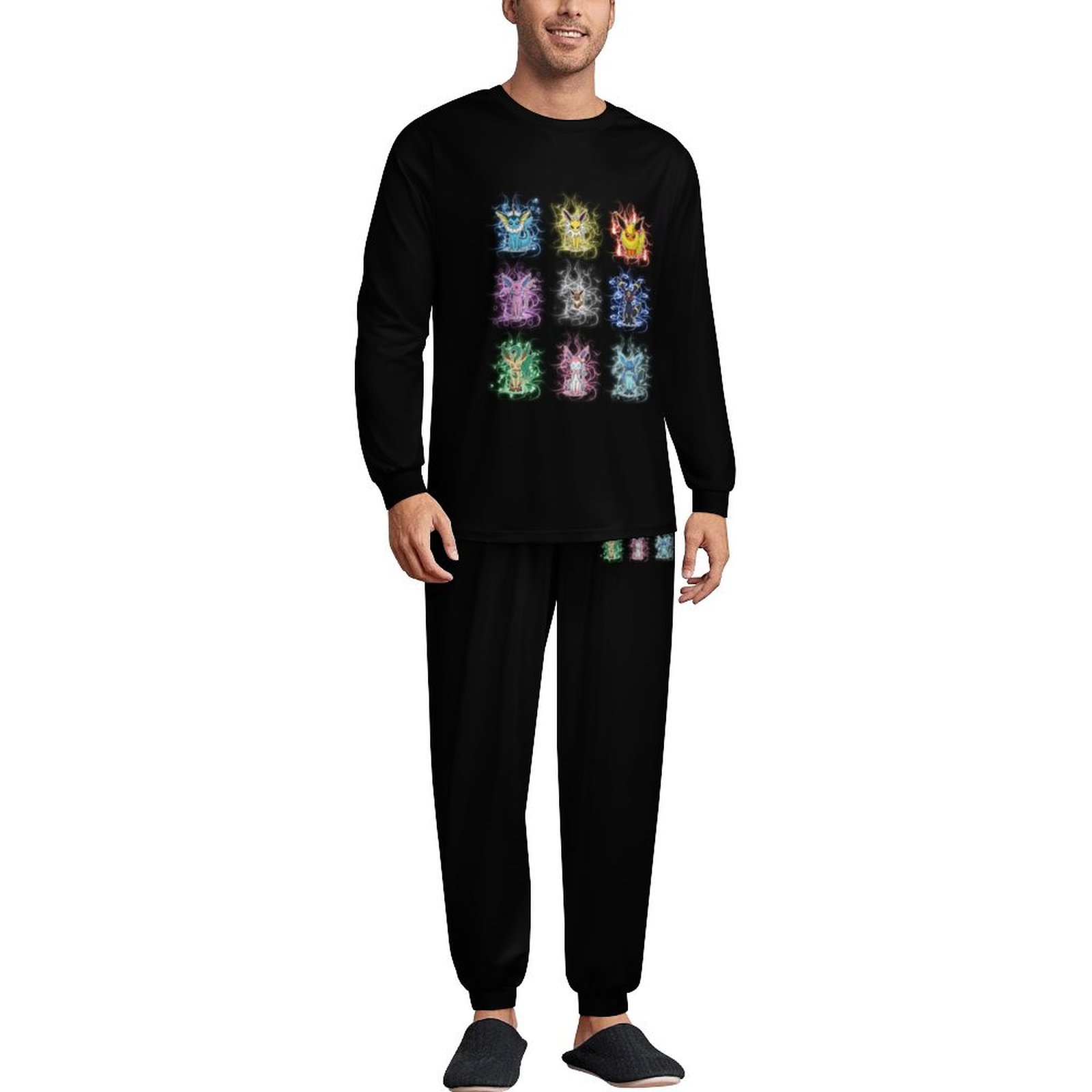 Pokemon Eevee Mens Pajamas Set Long Sleeve Sleepwear Nightwear Pjs ...