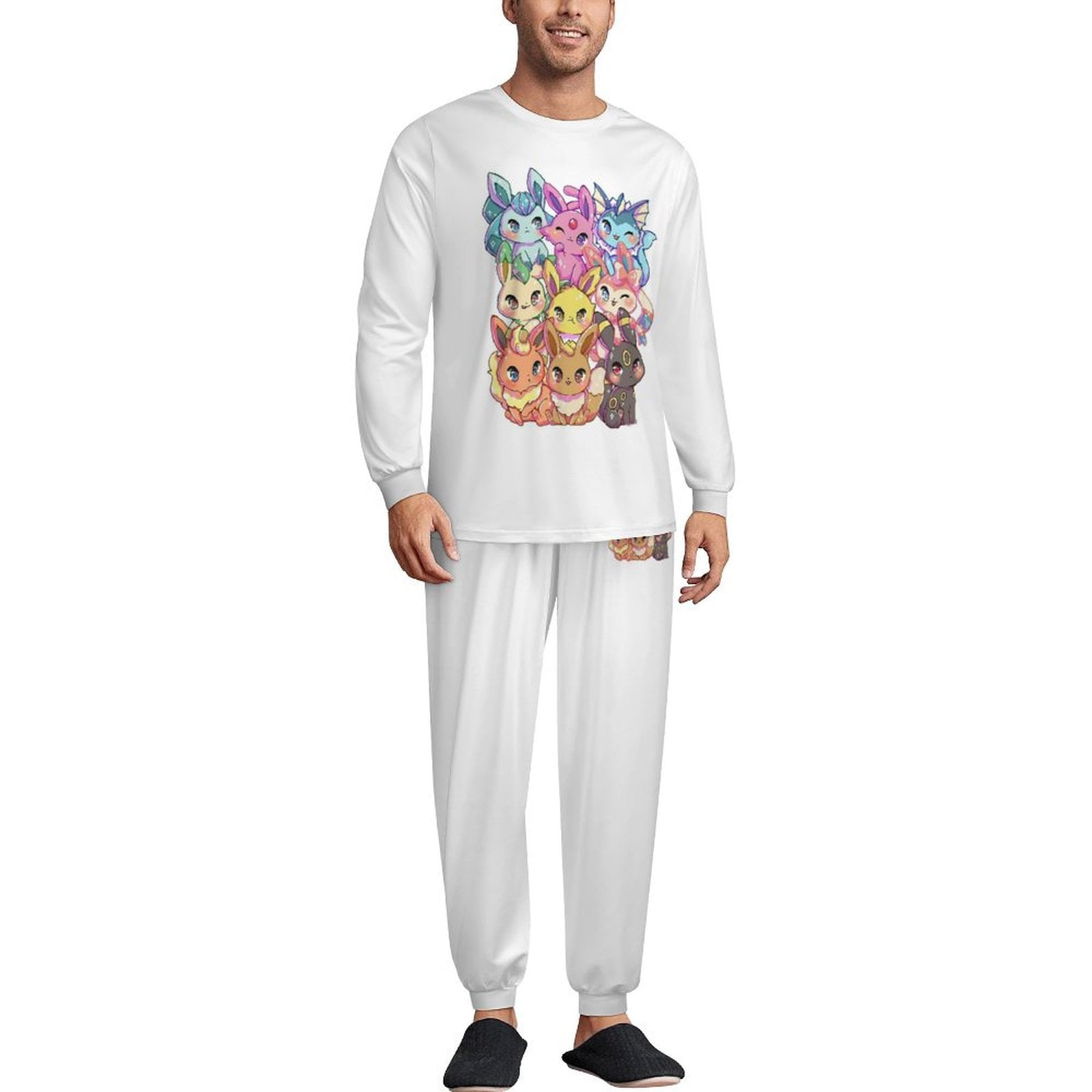 Pokemon Eevee Mens Pajamas Set Long Sleeve Sleepwear Nightwear Pjs ...