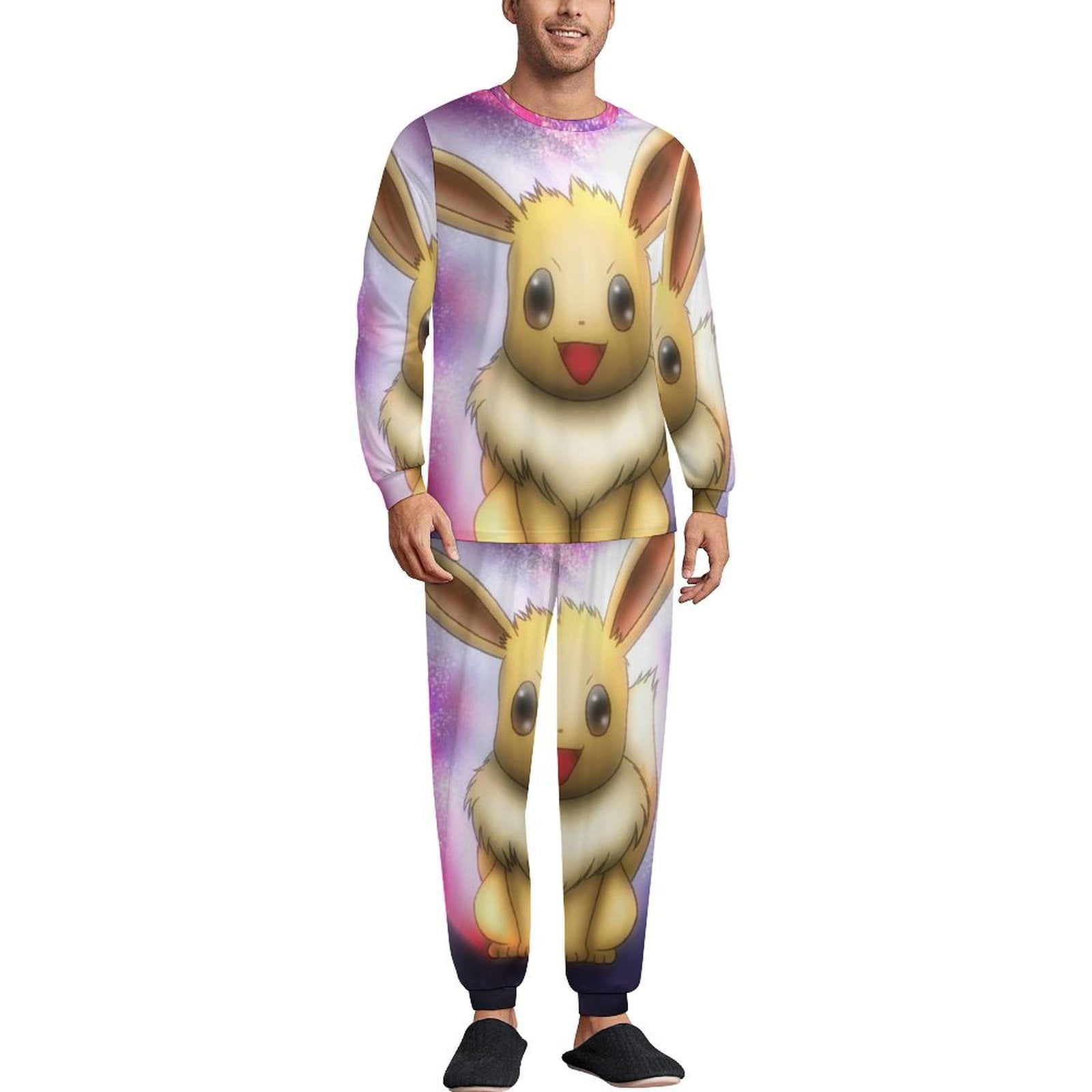 Pokemon Eevee Mens Pajamas Set Long Sleeve Sleepwear Nightwear Pjs ...