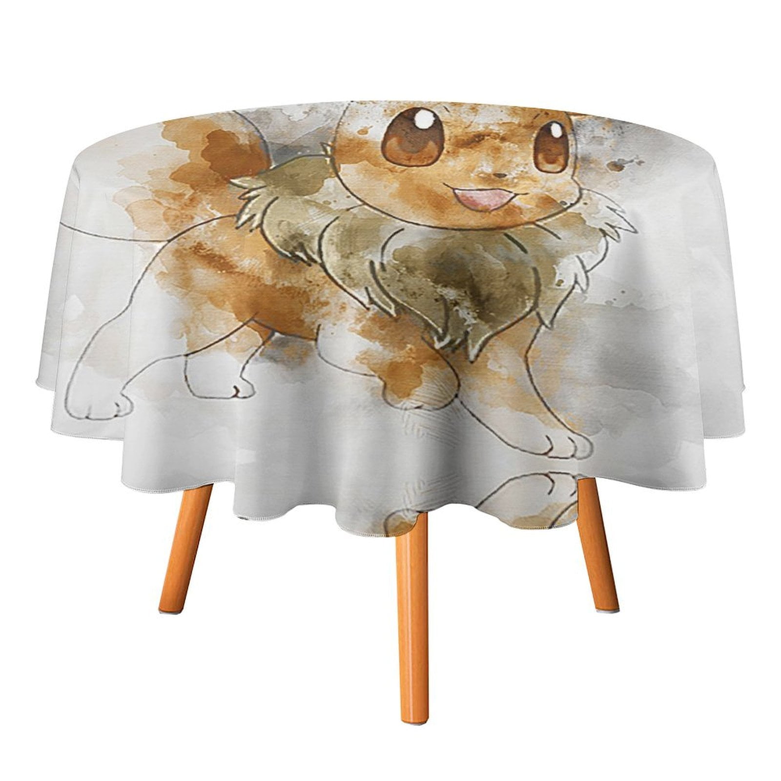 Pokemon Eevee Table Cloth Round Tablecloth Polyester Table Circular ...