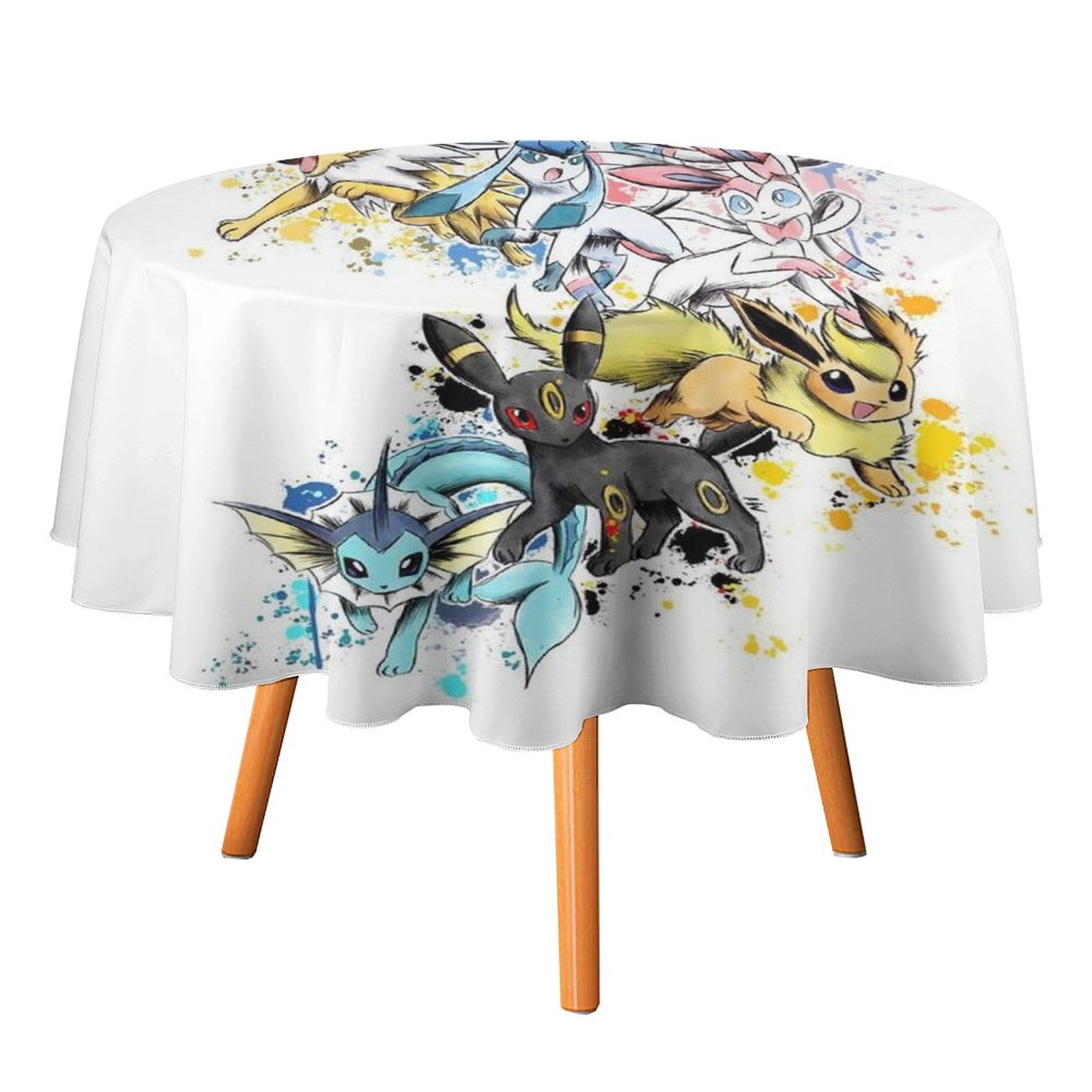 Pokemon Eevee Table Cloth Round Tablecloth Polyester Table Circular ...