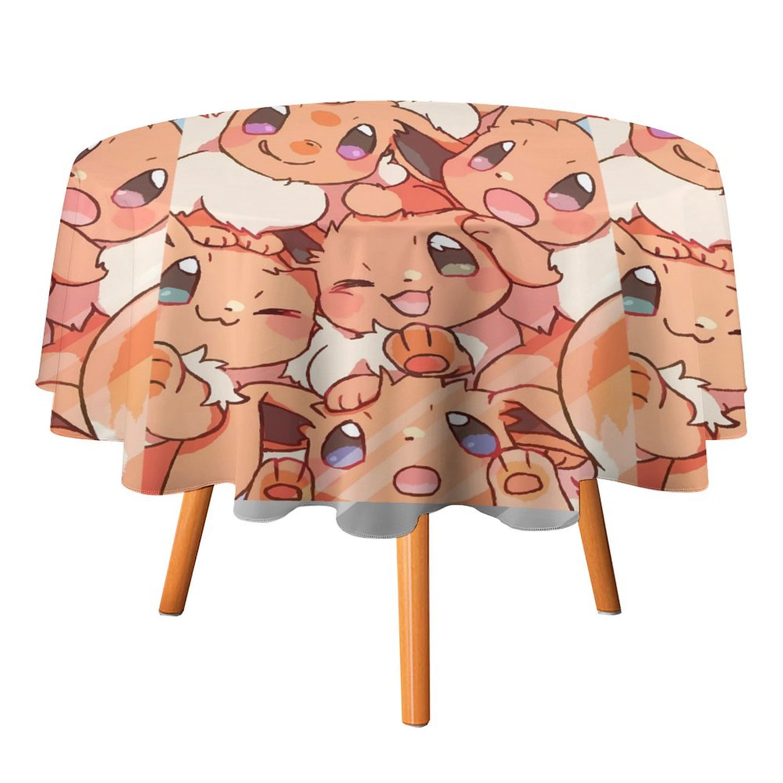 Pokemon Eevee Table Cloth Round Tablecloth Polyester Table Circular ...