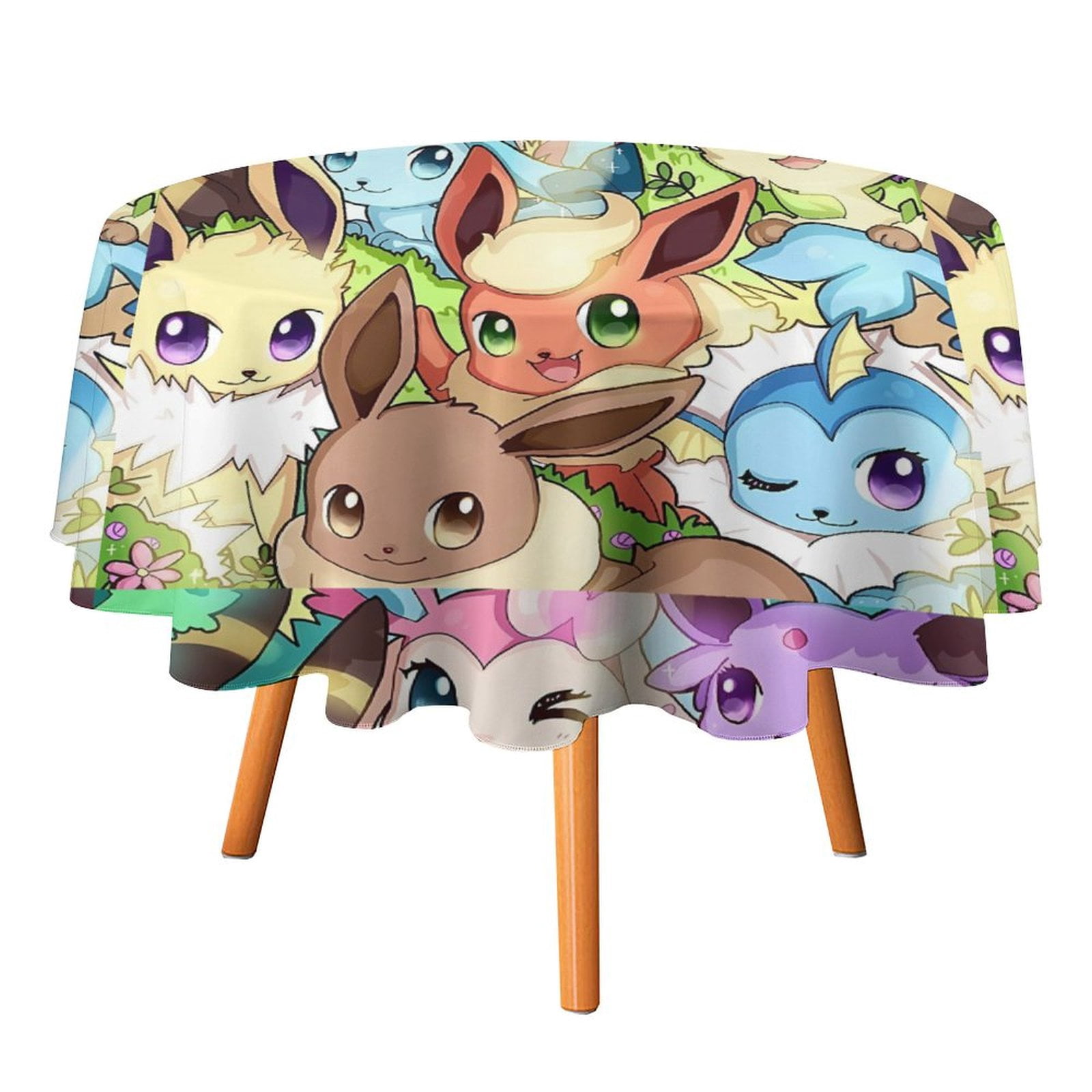 Pokemon Eevee Table Cloth Round Tablecloth Polyester Table Circular ...