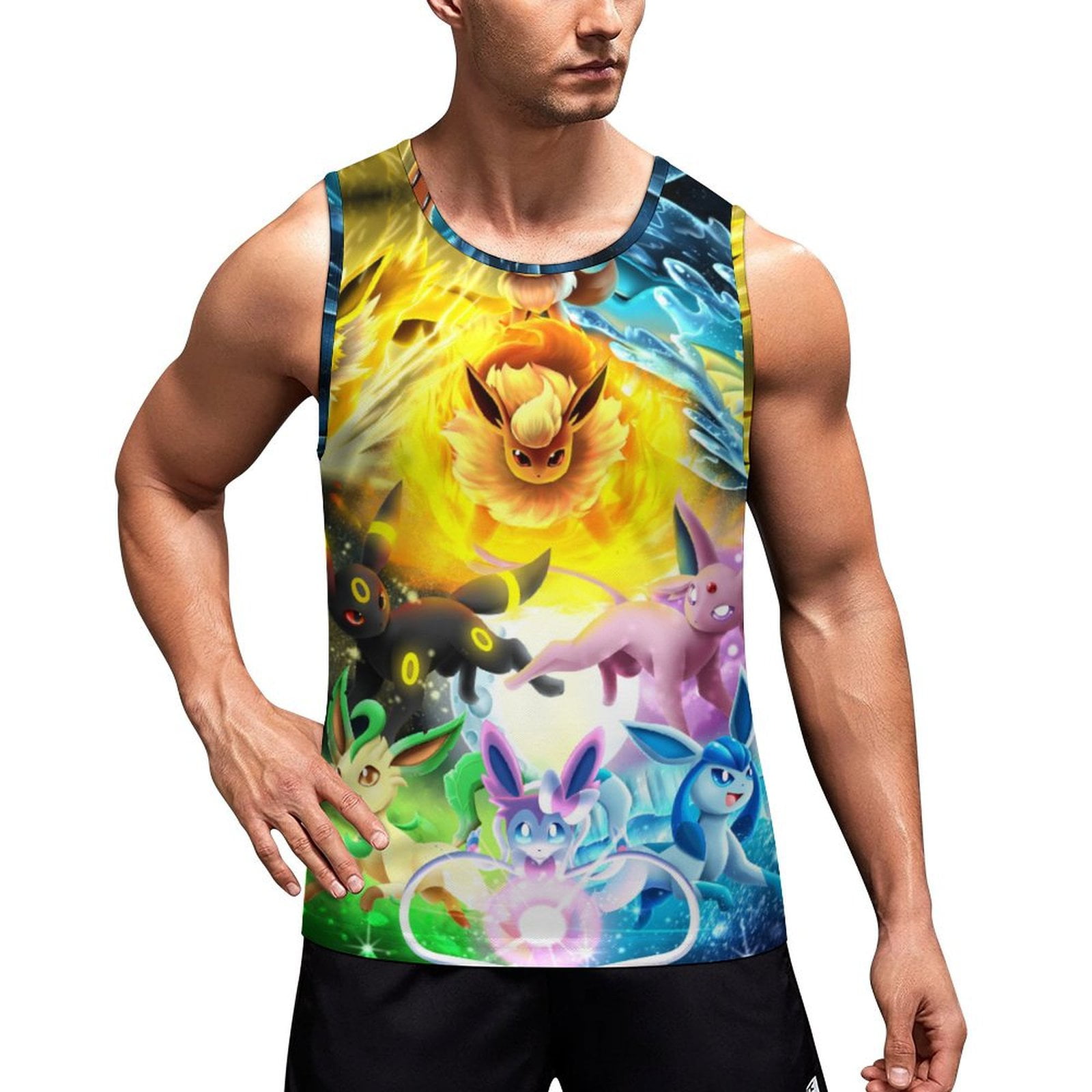 Pokemon Eevee Tank Tops Men Summer Retro Surfin' Tank Top Sleeveless ...