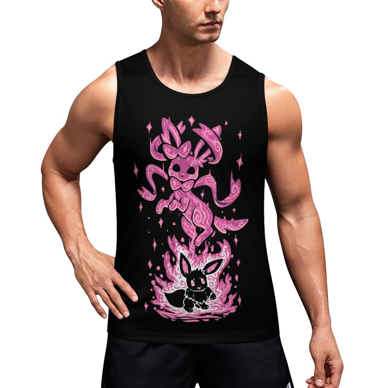 Pokemon Eevee Tank Tops Men Summer Retro Surfin' Tank Top Sleeveless ...