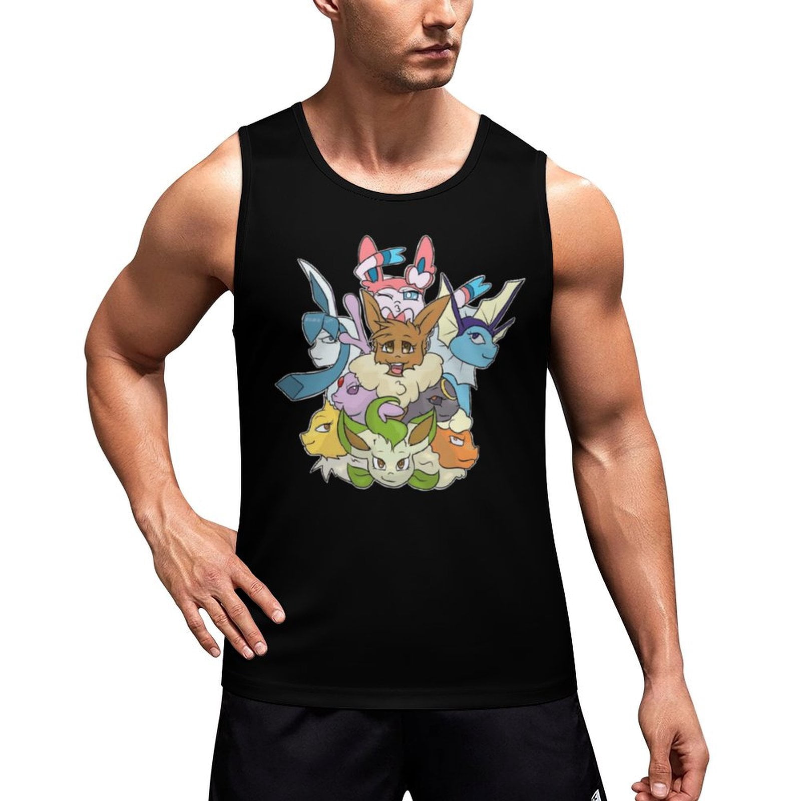 Pokemon Eevee Tank Tops Men Summer Retro Surfin' Tank Top Sleeveless ...