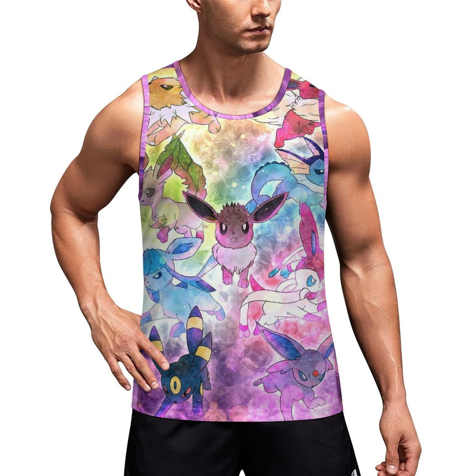 Pokemon Eevee Tank Tops Men Summer Retro Surfin' Tank Top Sleeveless ...