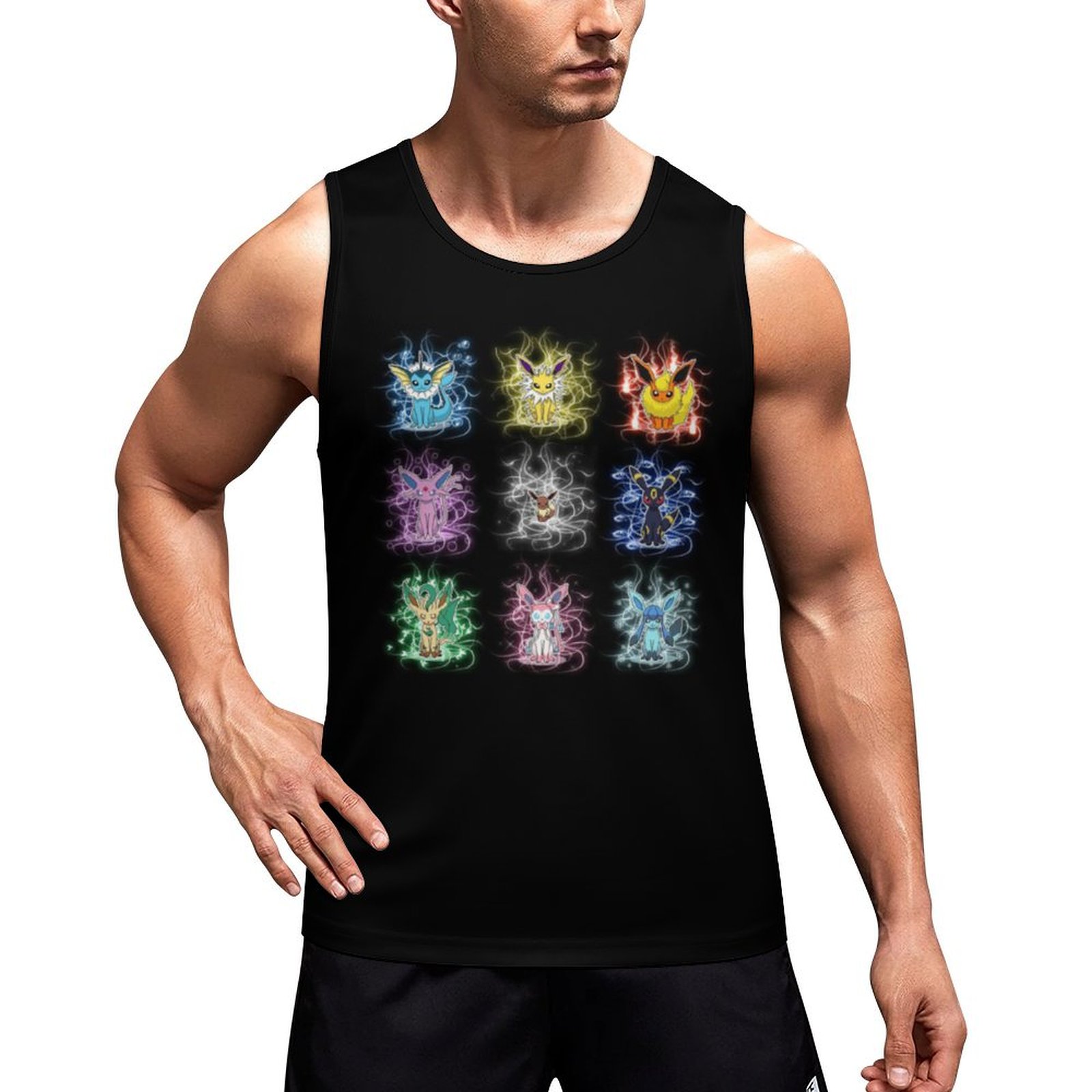 Pokemon Eevee Tank Tops Men Summer Retro Surfin' Tank Top Sleeveless ...