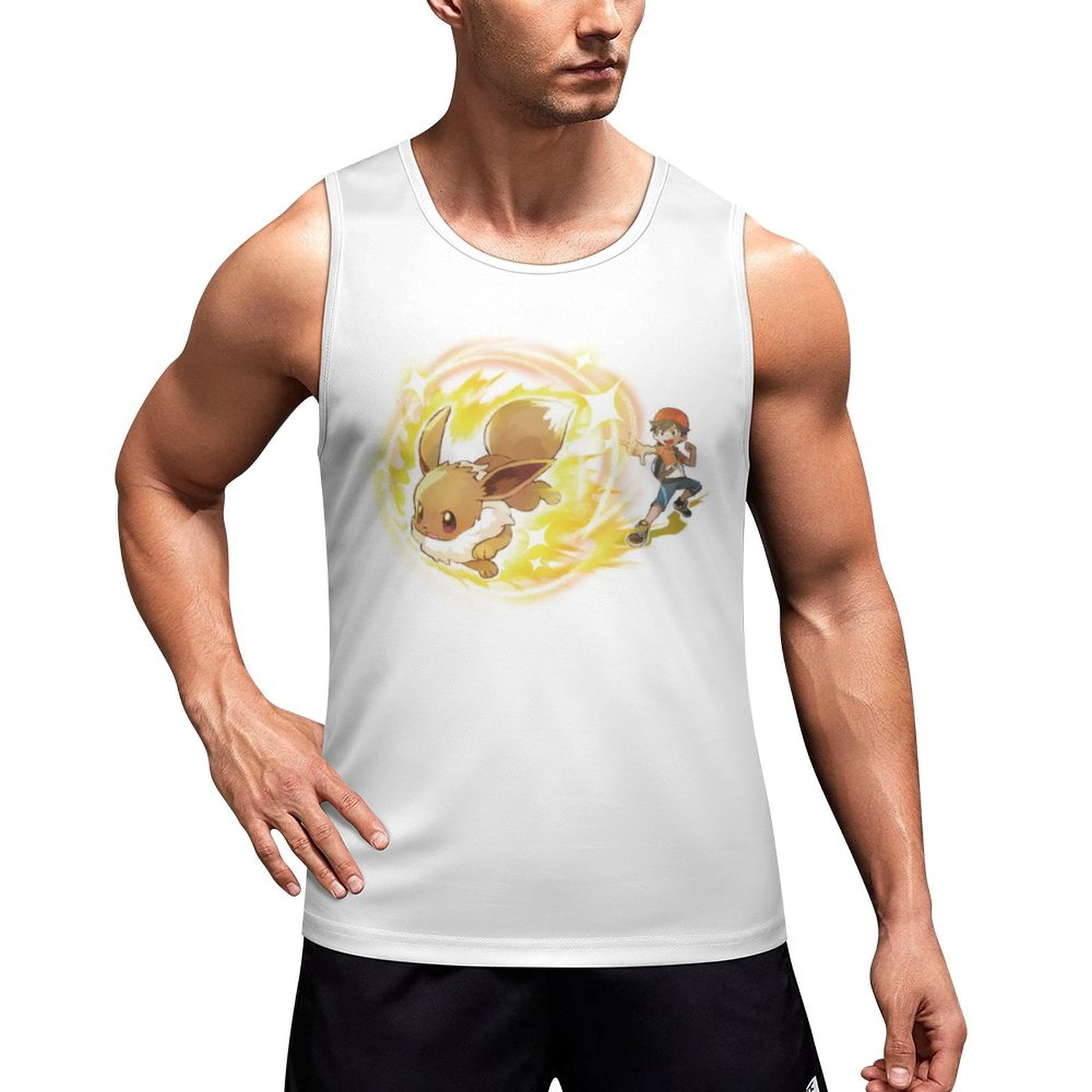 Pokemon Eevee Tank Tops Men Summer Retro Surfin' Tank Top Sleeveless ...