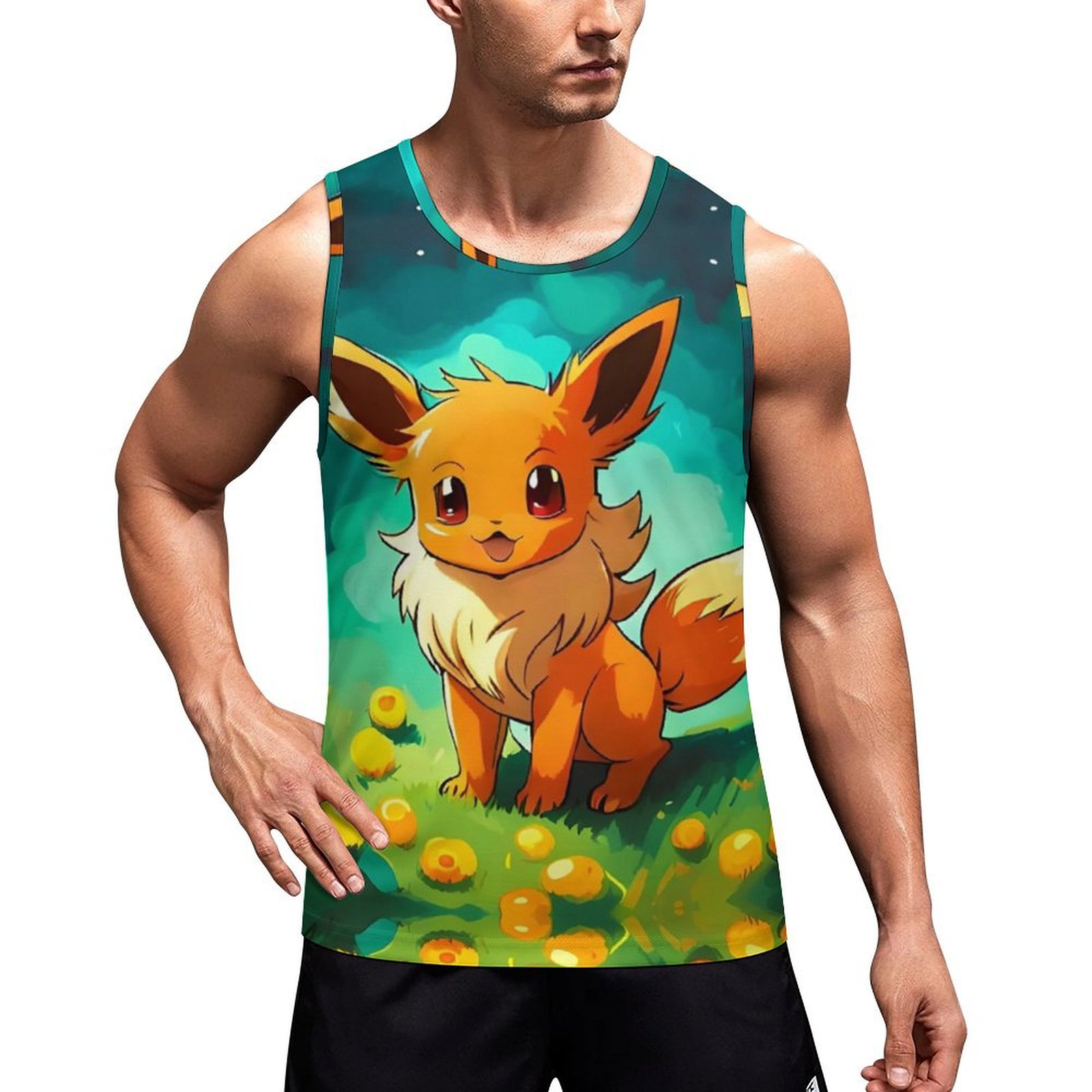 Pokemon Eevee Tank Tops Men Summer Retro Surfin' Tank Top Sleeveless ...
