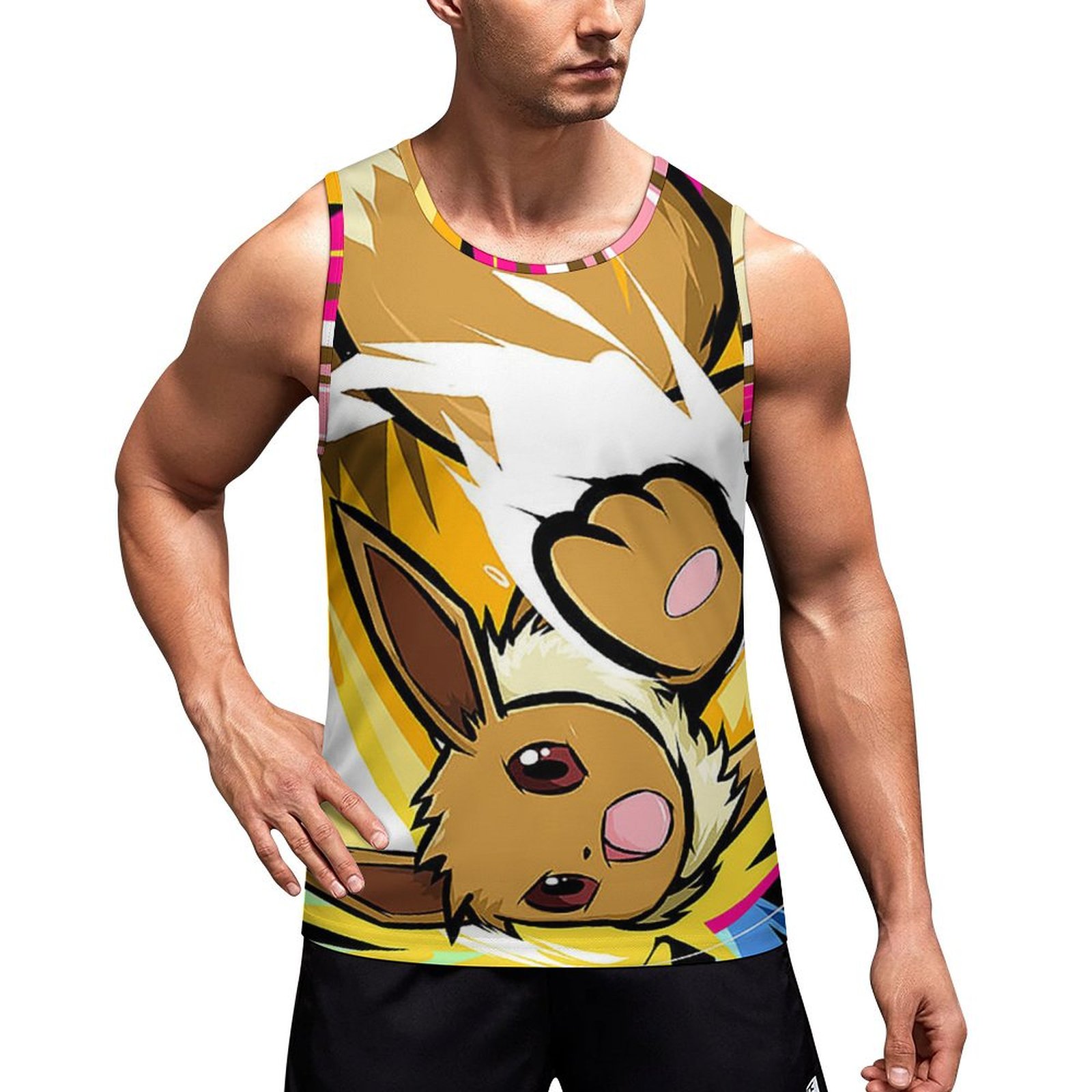 Pokemon Eevee Tank Tops Men Summer Retro Surfin' Tank Top Sleeveless ...