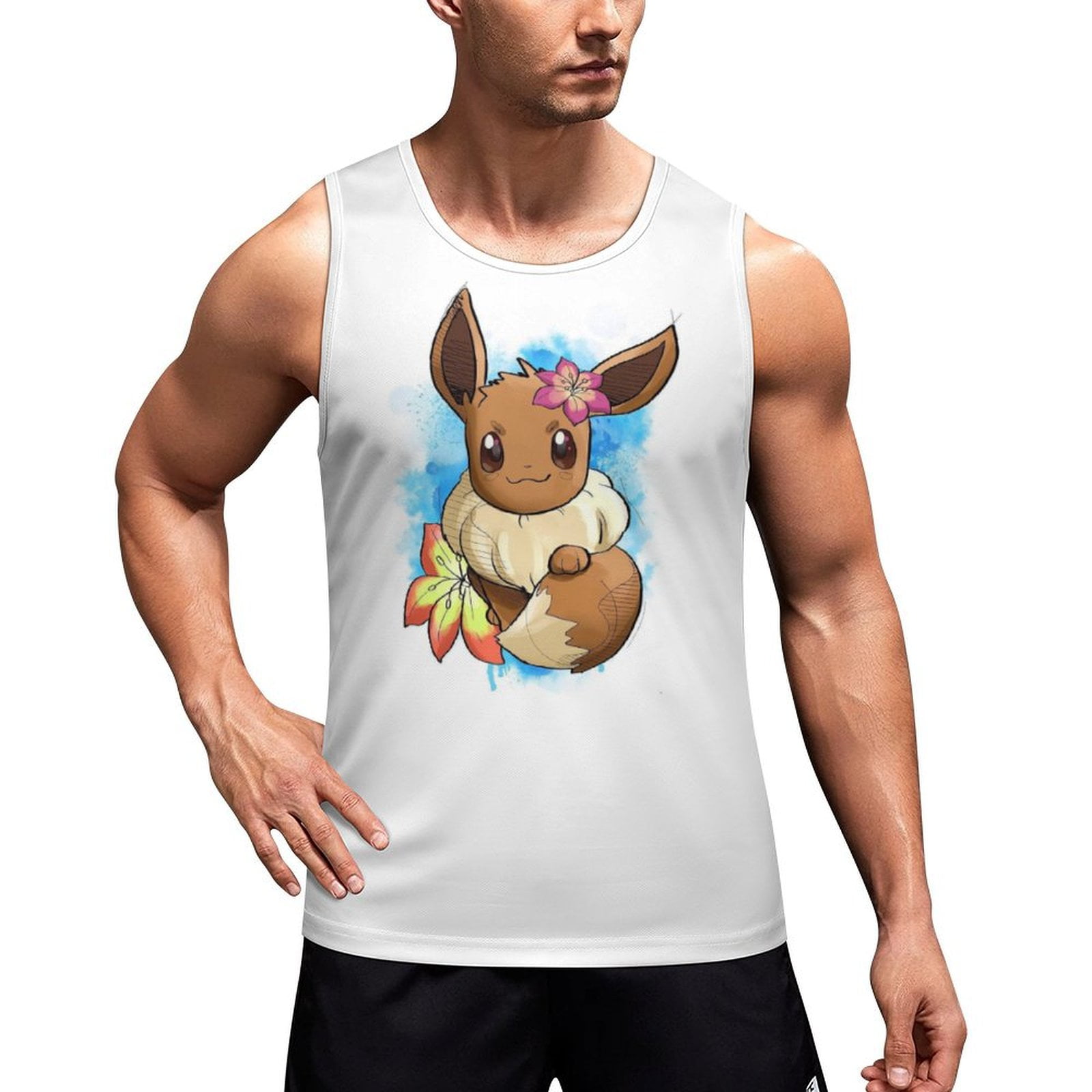 Pokemon Eevee Tank Tops Men Summer Retro Surfin' Tank Top Sleeveless ...