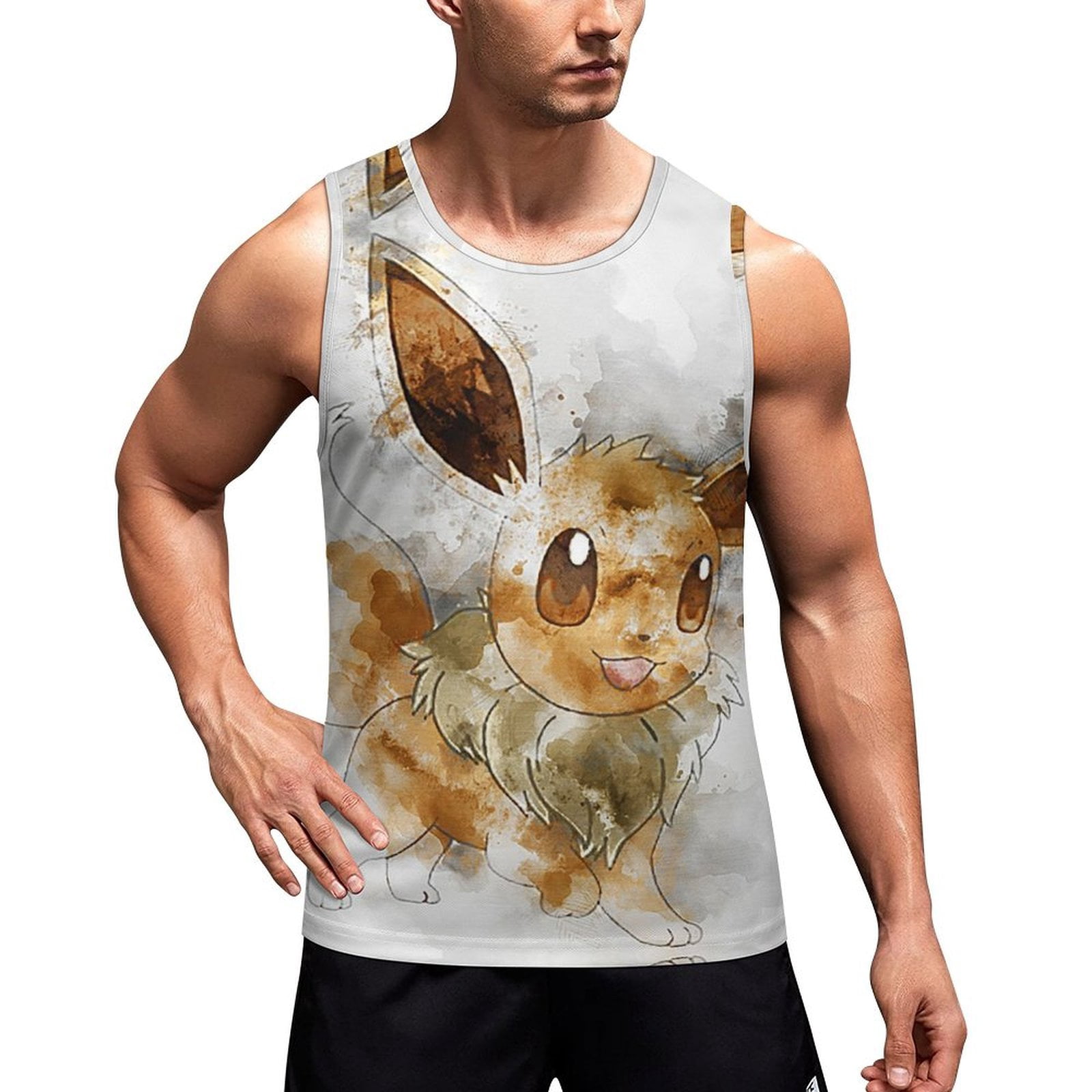 Pokemon Eevee Tank Tops Men Summer Retro Surfin' Tank Top Sleeveless ...