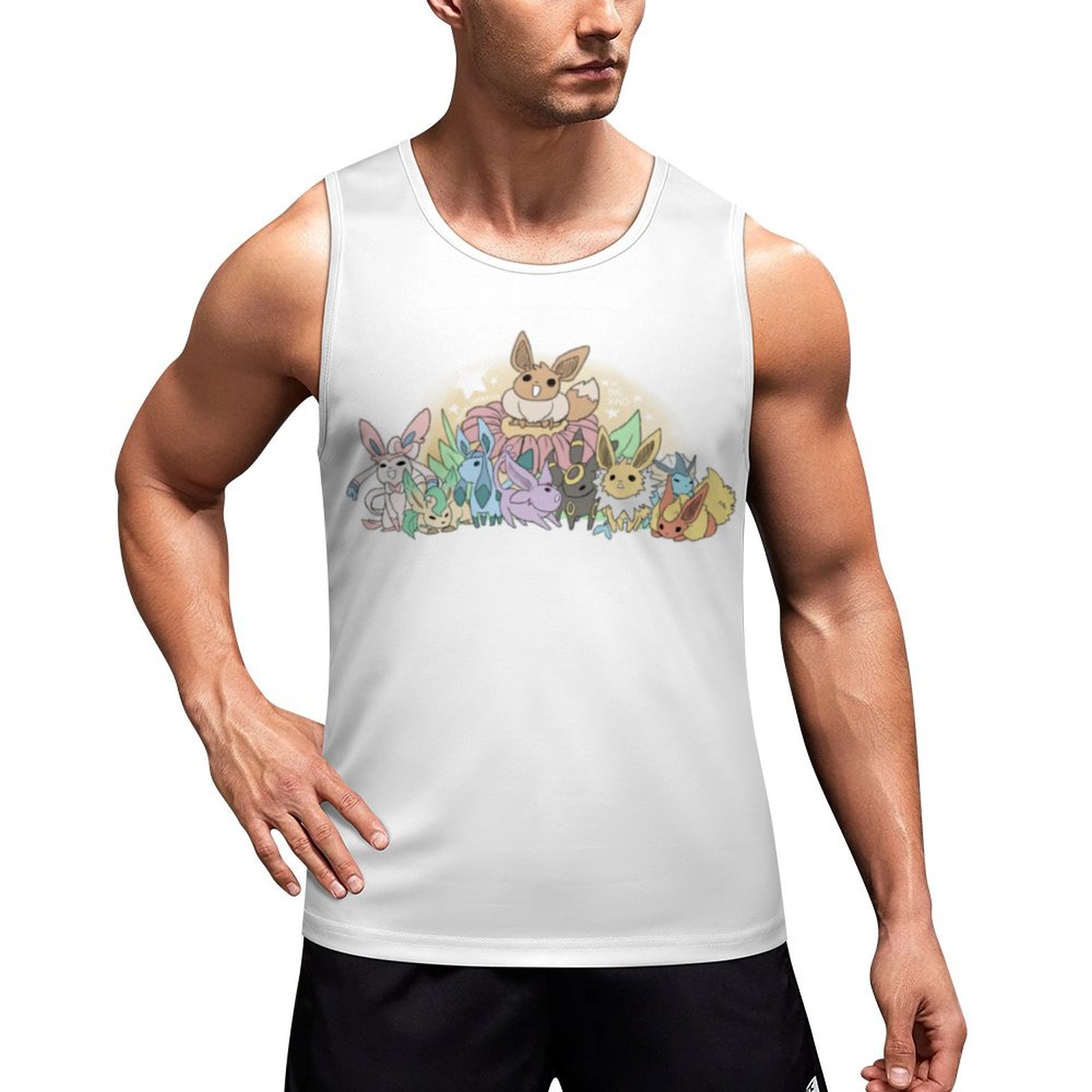 Pokemon Eevee Tank Tops Men Summer Retro Surfin' Tank Top Sleeveless ...