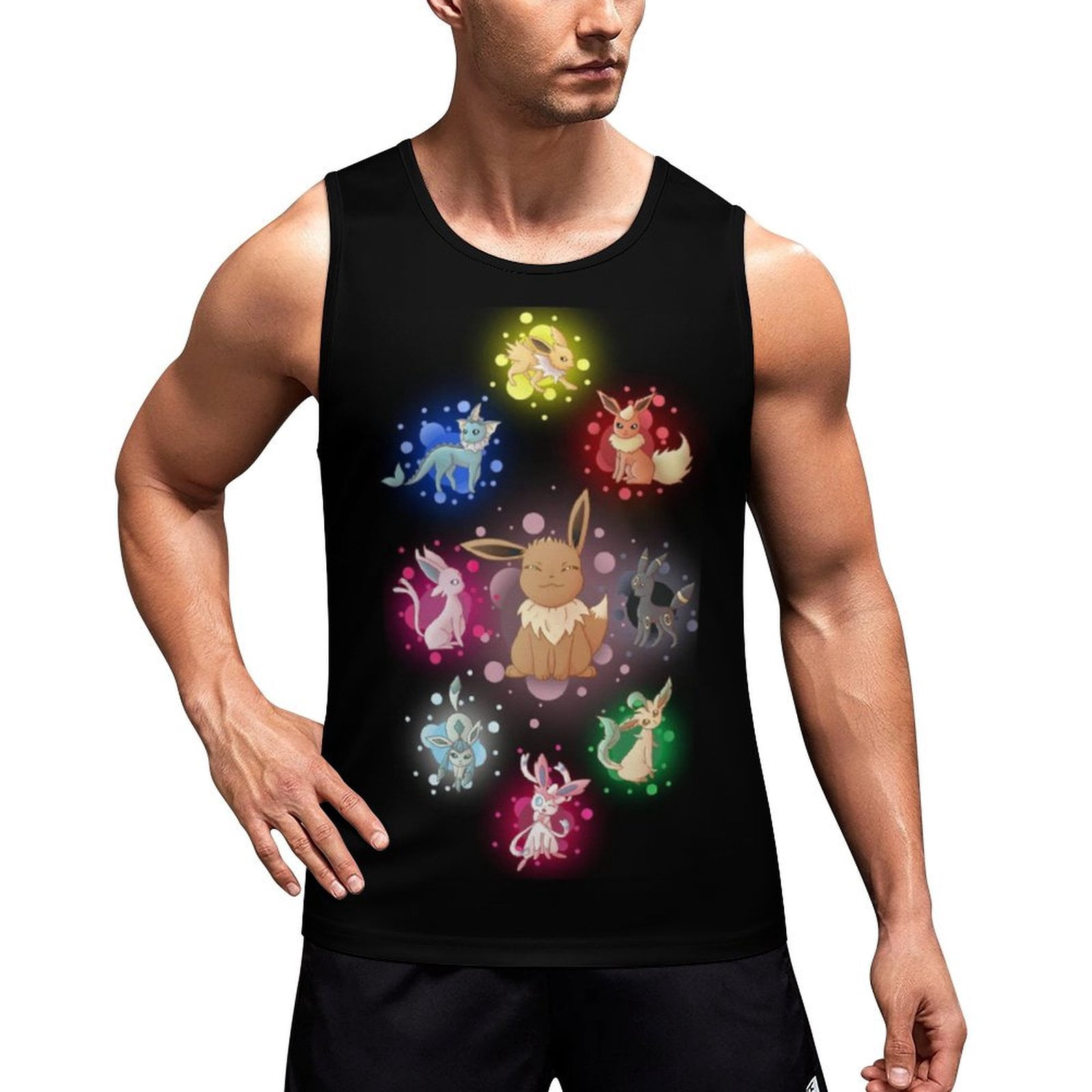 Pokemon Eevee Tank Tops Men Summer Retro Surfin' Tank Top Sleeveless ...