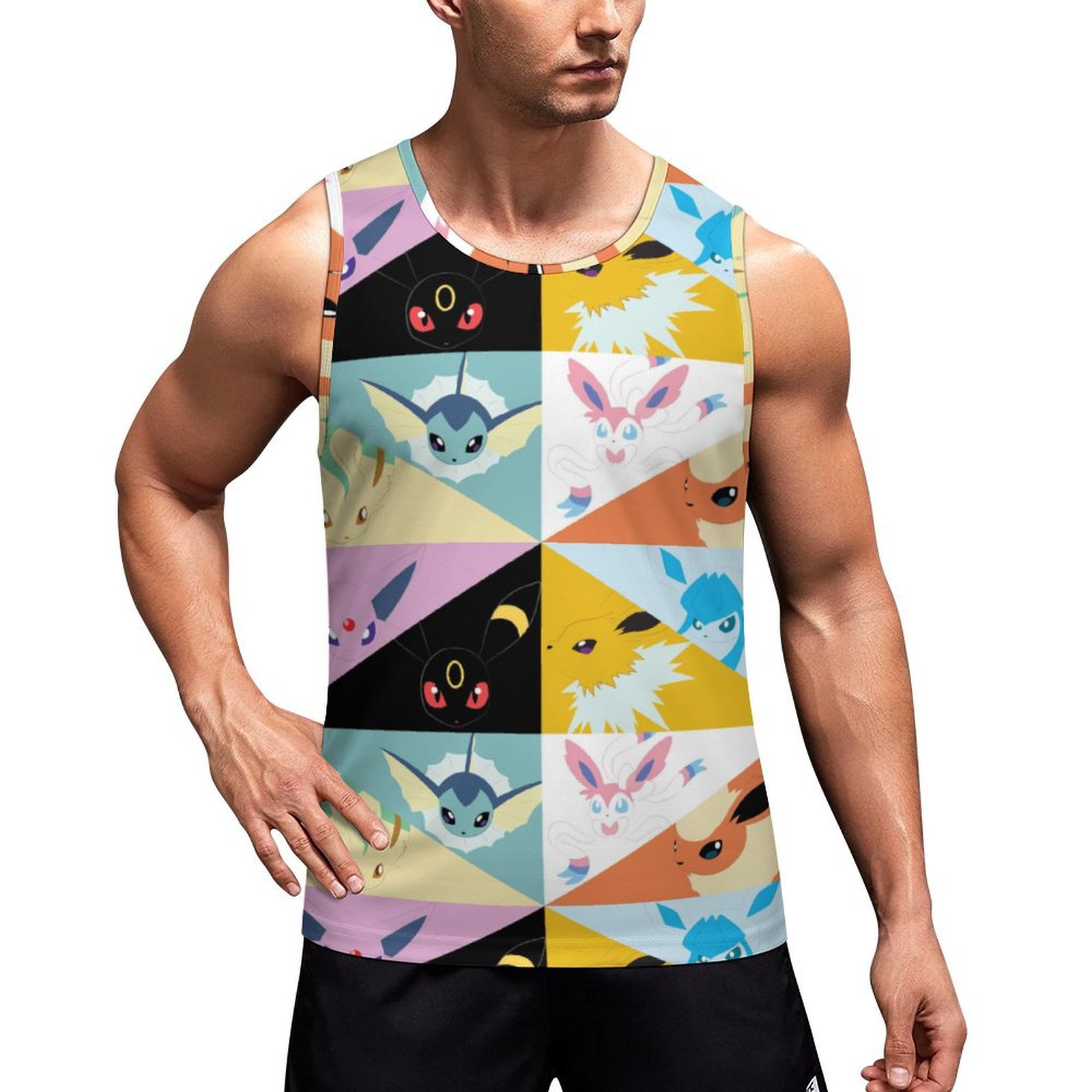 Pokemon Eevee Tank Tops Men Summer Retro Surfin' Tank Top Sleeveless ...