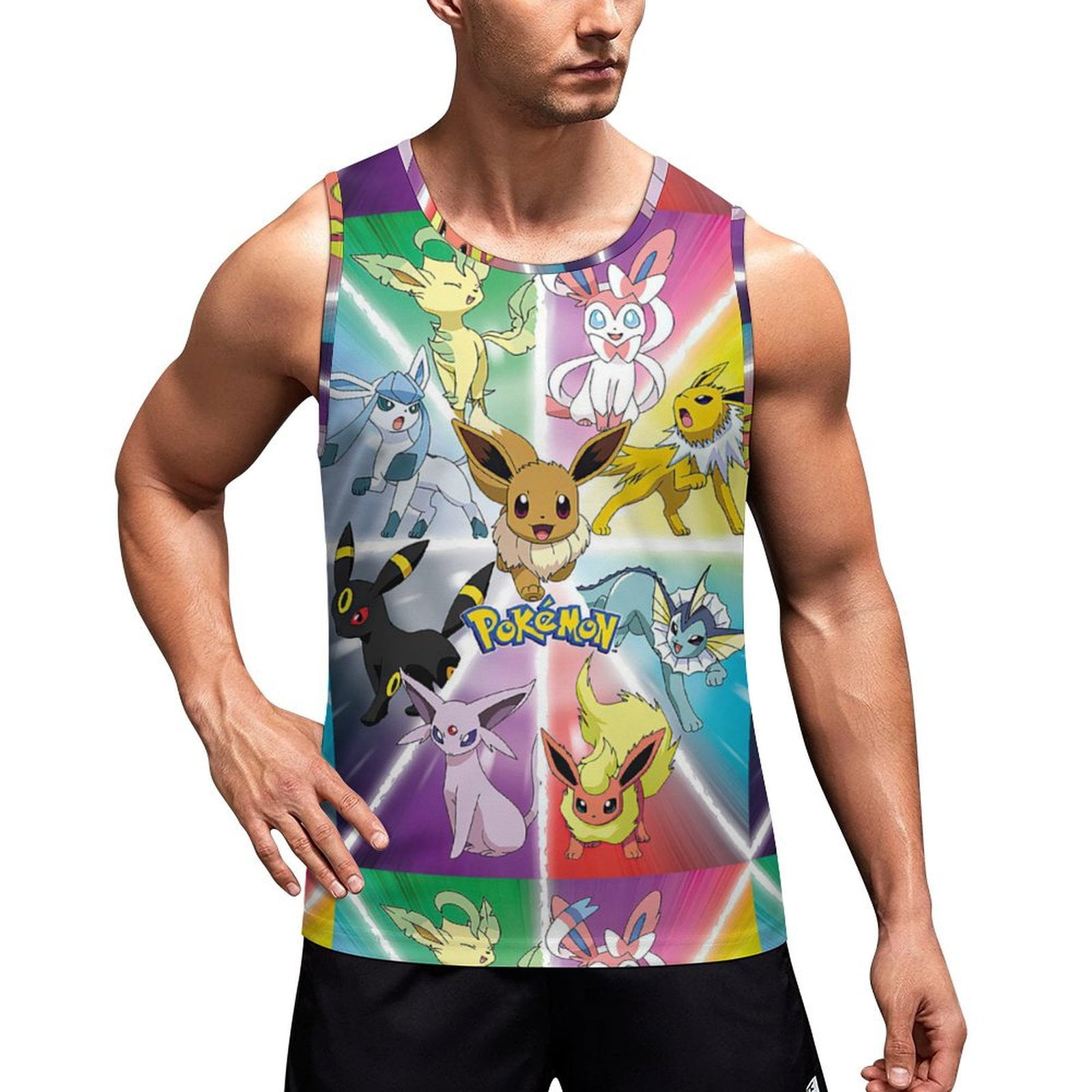 Pokemon Eevee Tank Tops Men Summer Retro Surfin' Tank Top Sleeveless ...