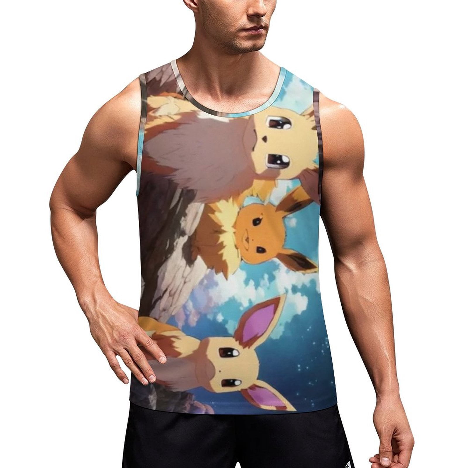 Pokemon Eevee Tank Tops Men Summer Retro Surfin' Tank Top Sleeveless ...