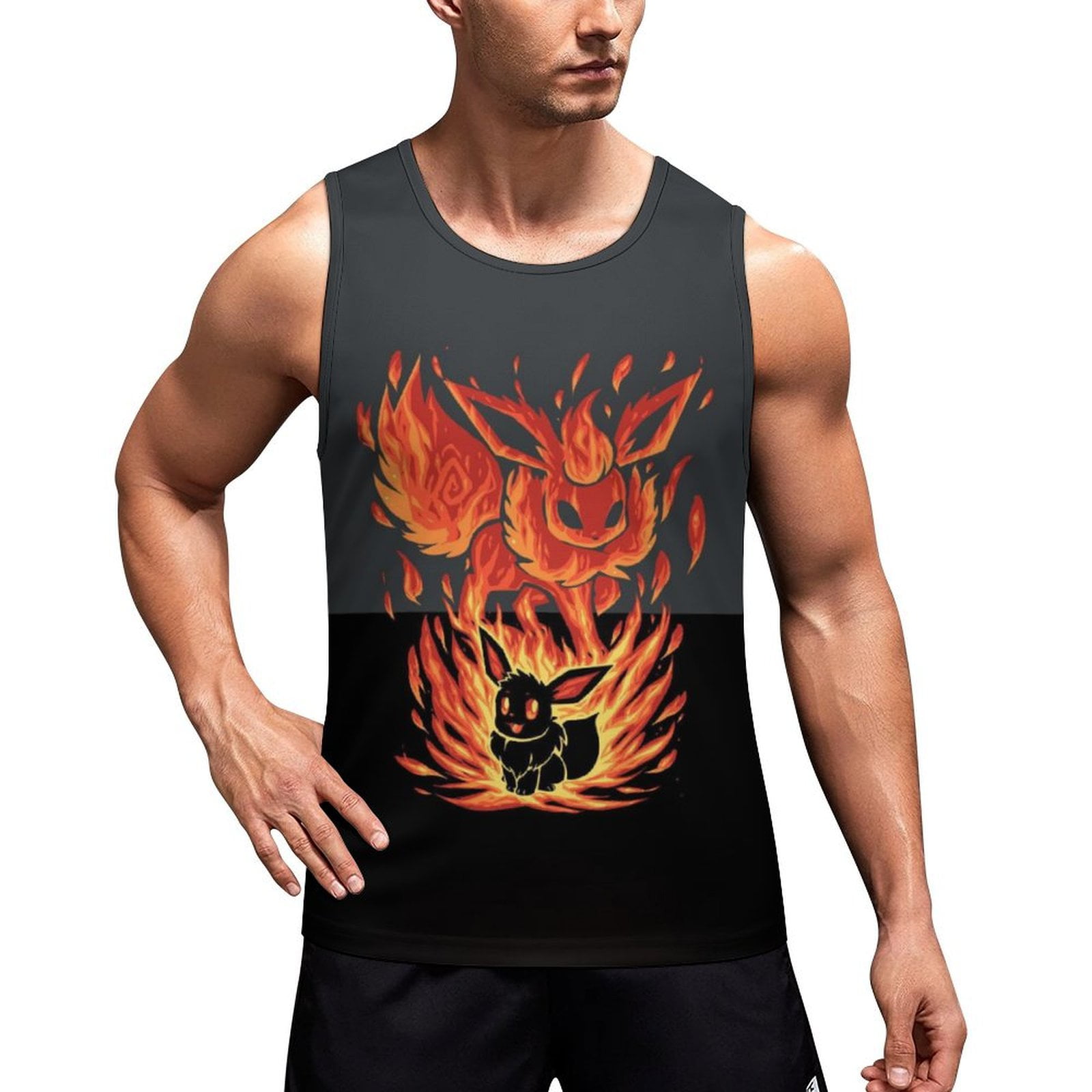 Pokemon Eevee Tank Tops Men Summer Retro Surfin' Tank Top Sleeveless ...