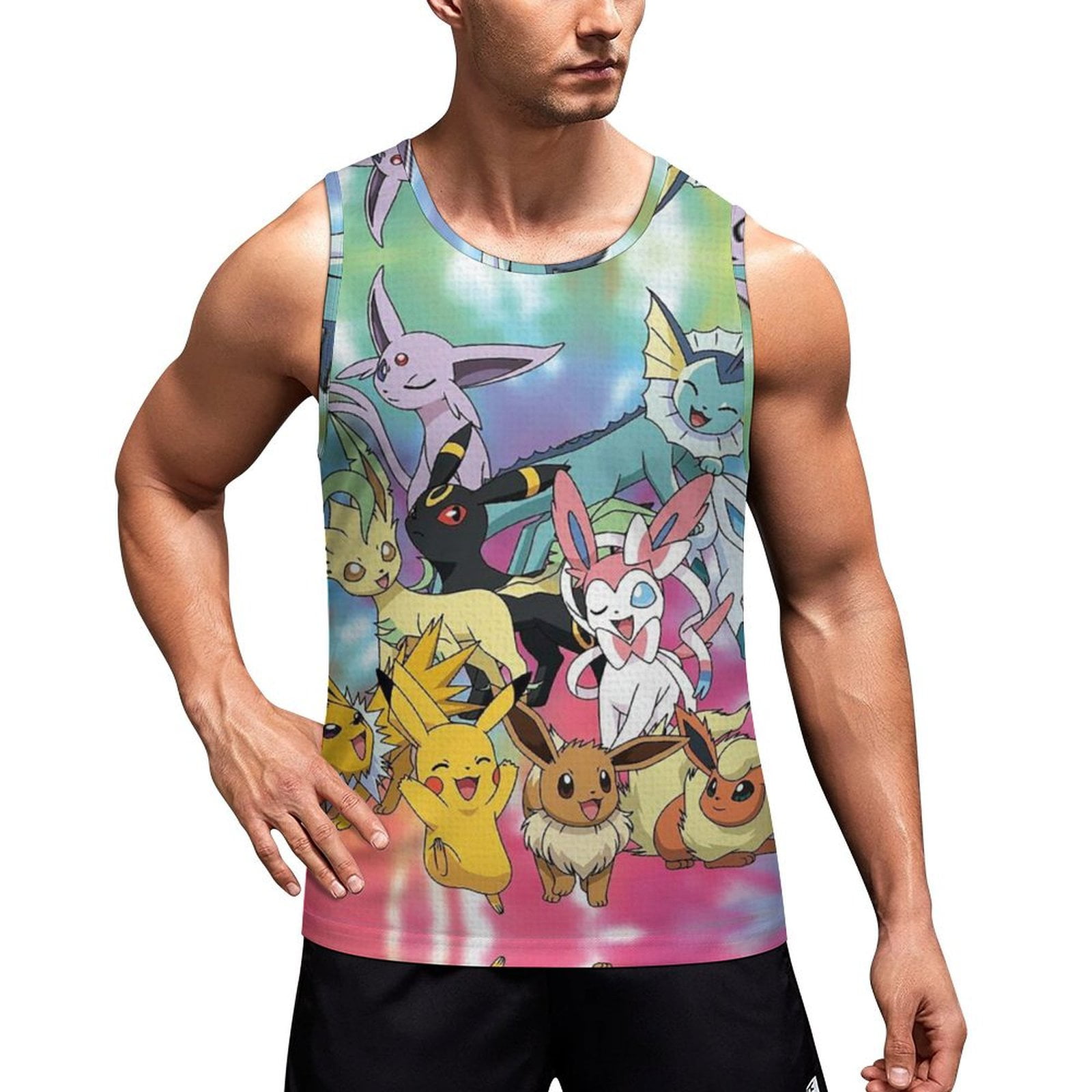 Pokemon Eevee Tank Tops Men Summer Retro Surfin' Tank Top Sleeveless ...