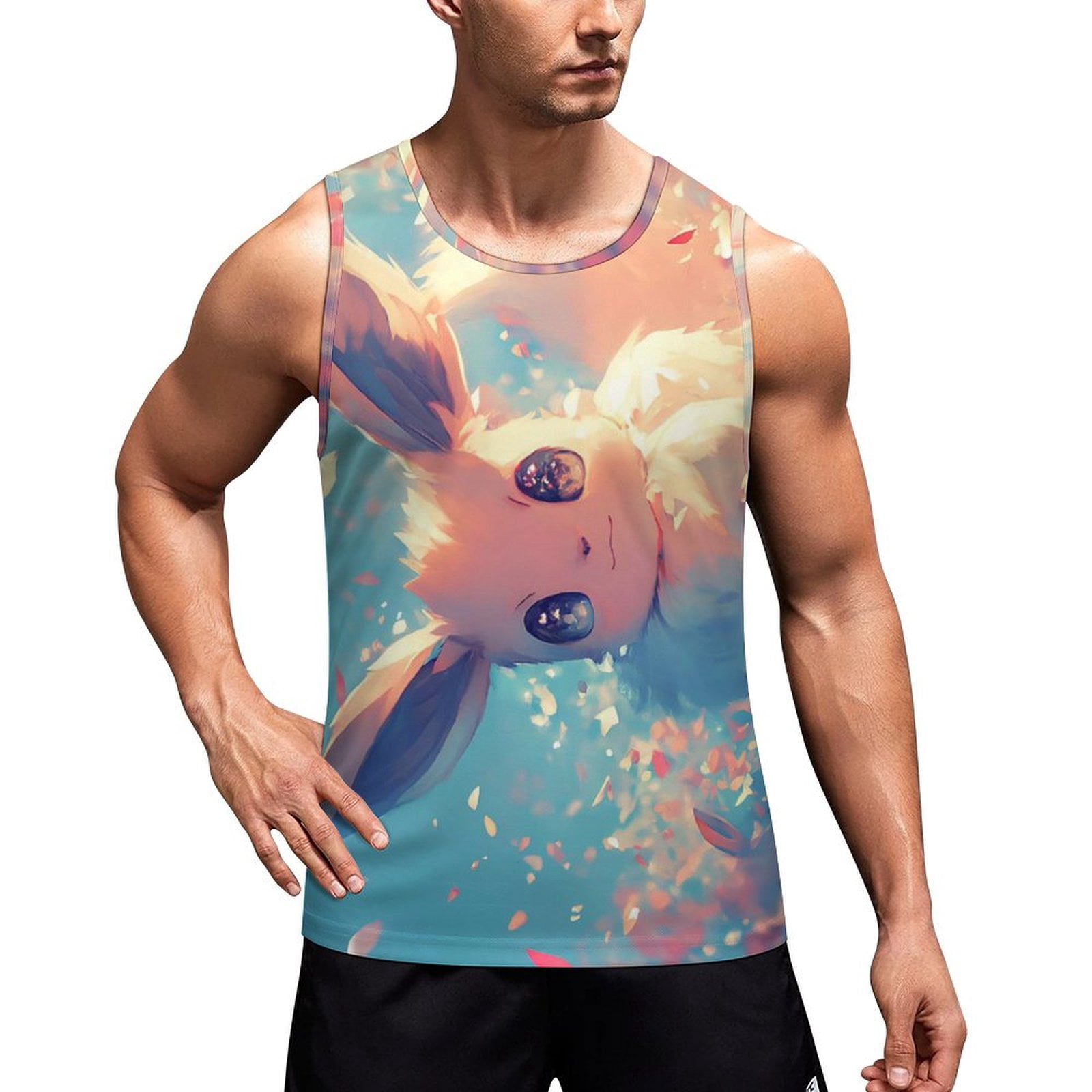 Pokemon Eevee Tank Tops Men Summer Retro Surfin' Tank Top Sleeveless ...