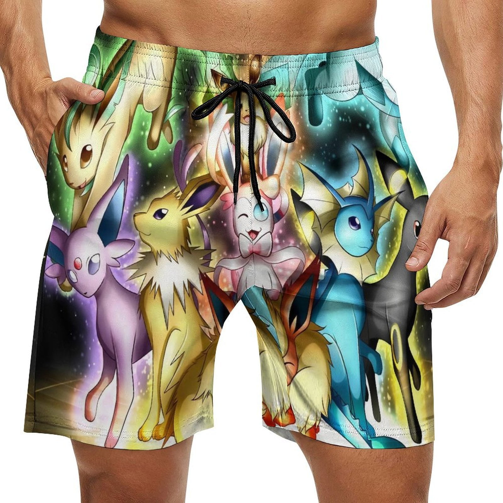 Pokemon Eevee, Vaporeon, Leafeon, Umbreon, Espeon, Glaceon, Flareon, Jolteon Mens Swim Trunks ...