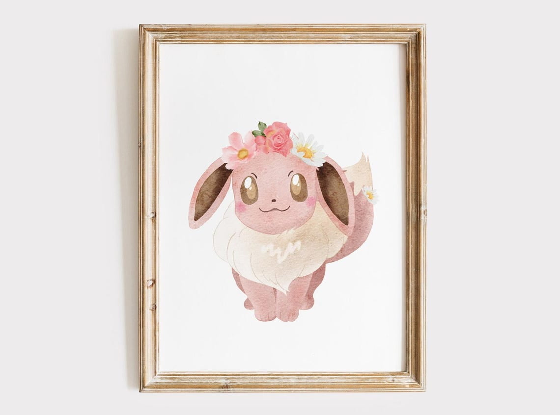 Pokemon Eevee Wall Art, Fan Art, Cute Print, Eeveelution #2384 ...
