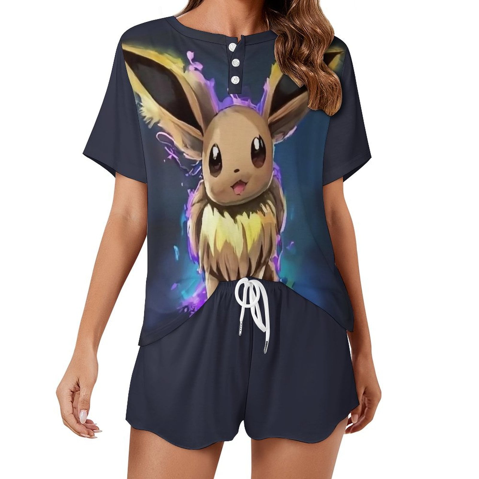 Pokemon_Eevee Women's Short Sleeve Pajama，Soft Sleepwear Pjs Short and ...