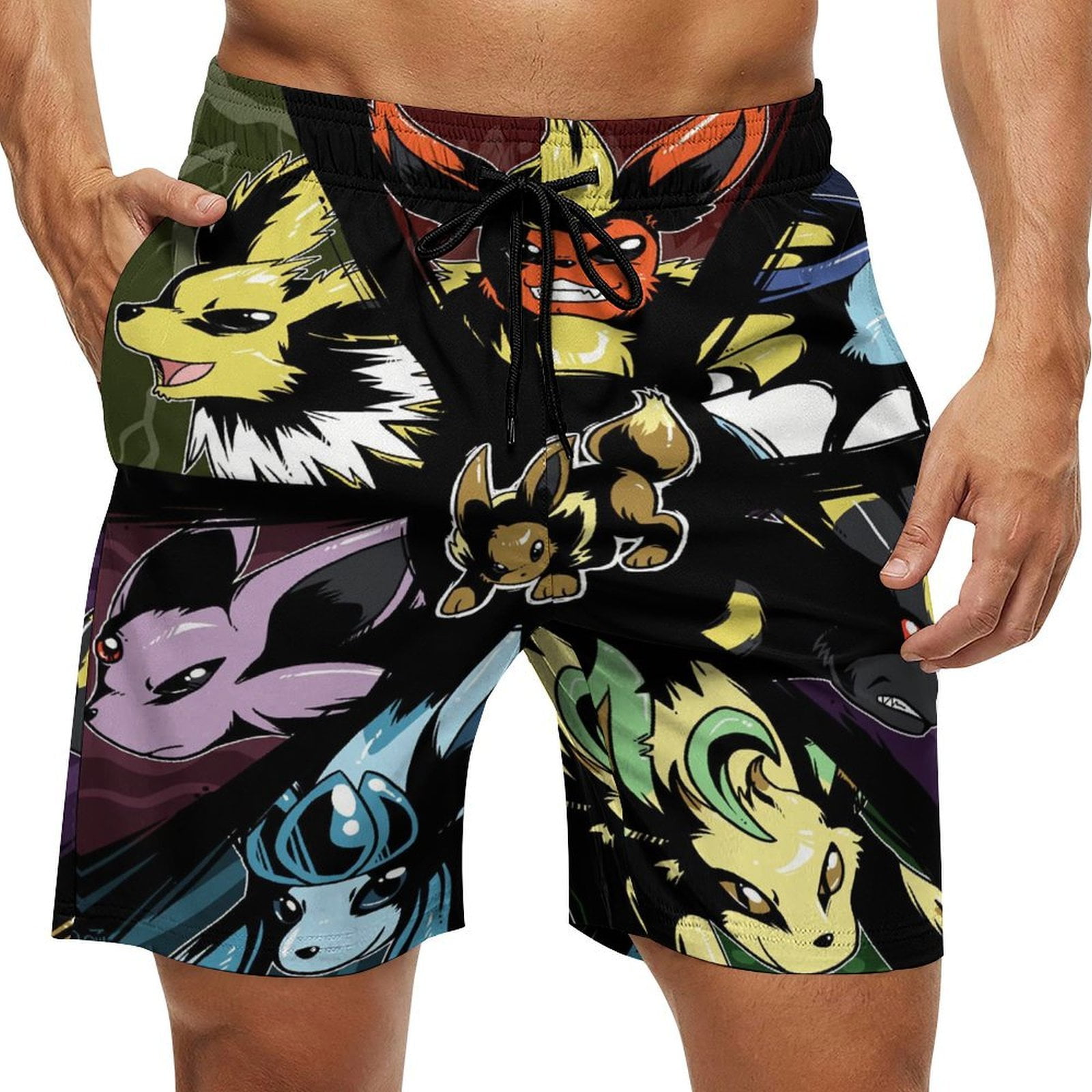 Pokemon Eevee,vaporeon,leafeon,umbreon,espeon,glaceon,flareon,jolteon Mens Swim Trunks,Quick Dry ...