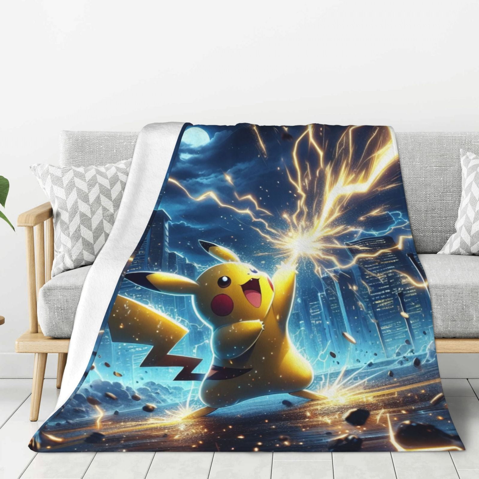 Pokemon Electro Shock Blanket,Cozy Blanket Super Soft Flannel Throw Blanket Lightweight Fluffy ...