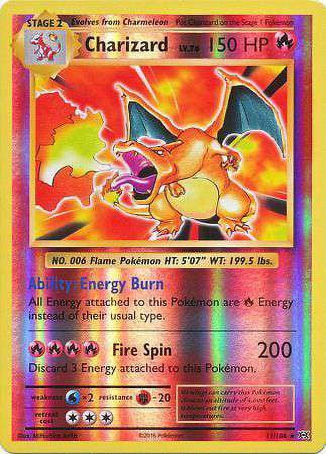 Pokemon Charizard #11 - Evolutions Reverse Holo Rare with Fire Spin ...