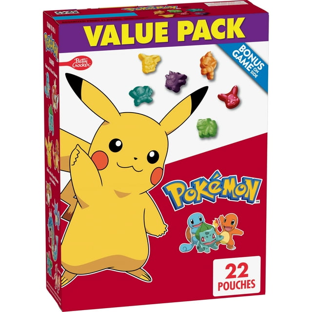 Pokemon Fruit Flavored Snacks, Treat Pouches, Gluten Free, Value Pack ...