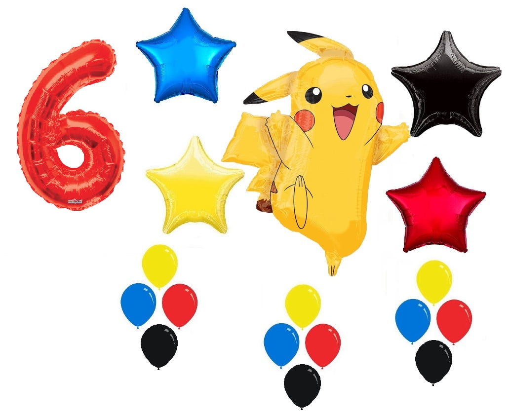 Pokemon Go Pikachu Balloon Bouquet 6th Birthday 18 Pieces Birthday ...