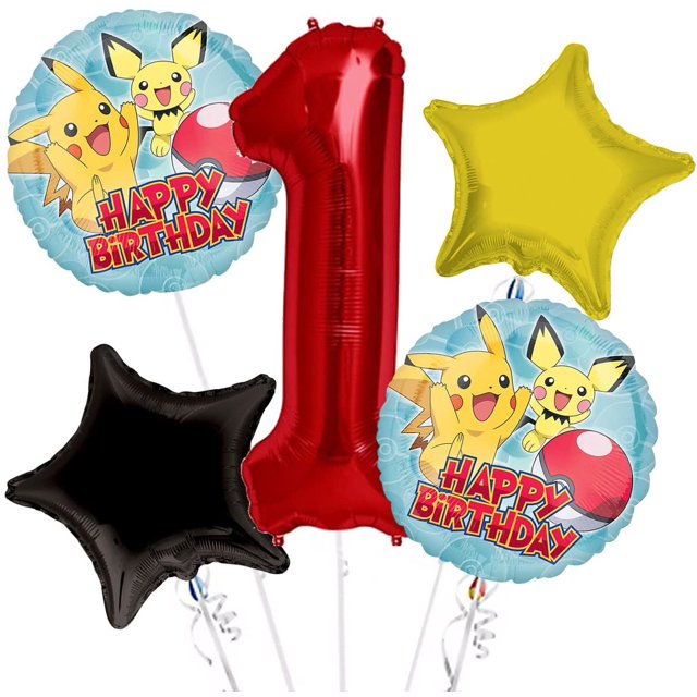 Pokemon GO Balloon Bouquet 1st Birthday 5 pcs - Party Supplies ...