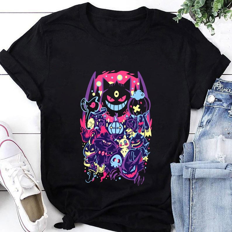 Pokemon Ghost Types T-Shirt, Pokemon Shirt Fan Gifts, Pokemon Gengar ...