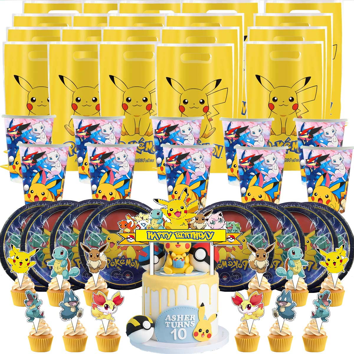 Pokemon Gift Bags Goodie Bag Plates Cup Candy Treat Birthday Party ...