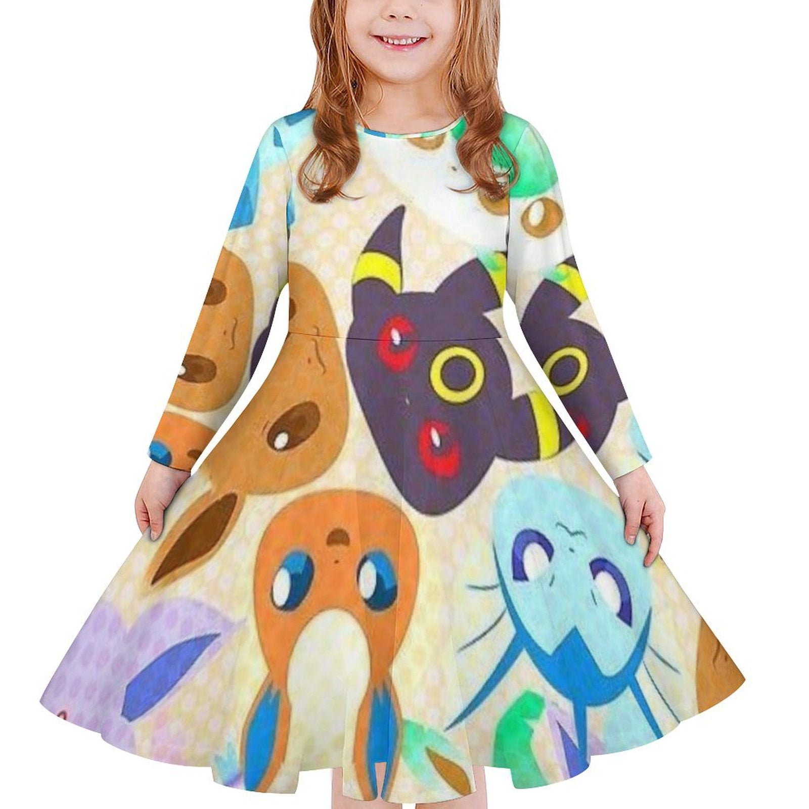 Pokemon Girls Cartoon Dress Dresses Casual Long-Sleeved S - Walmart.com