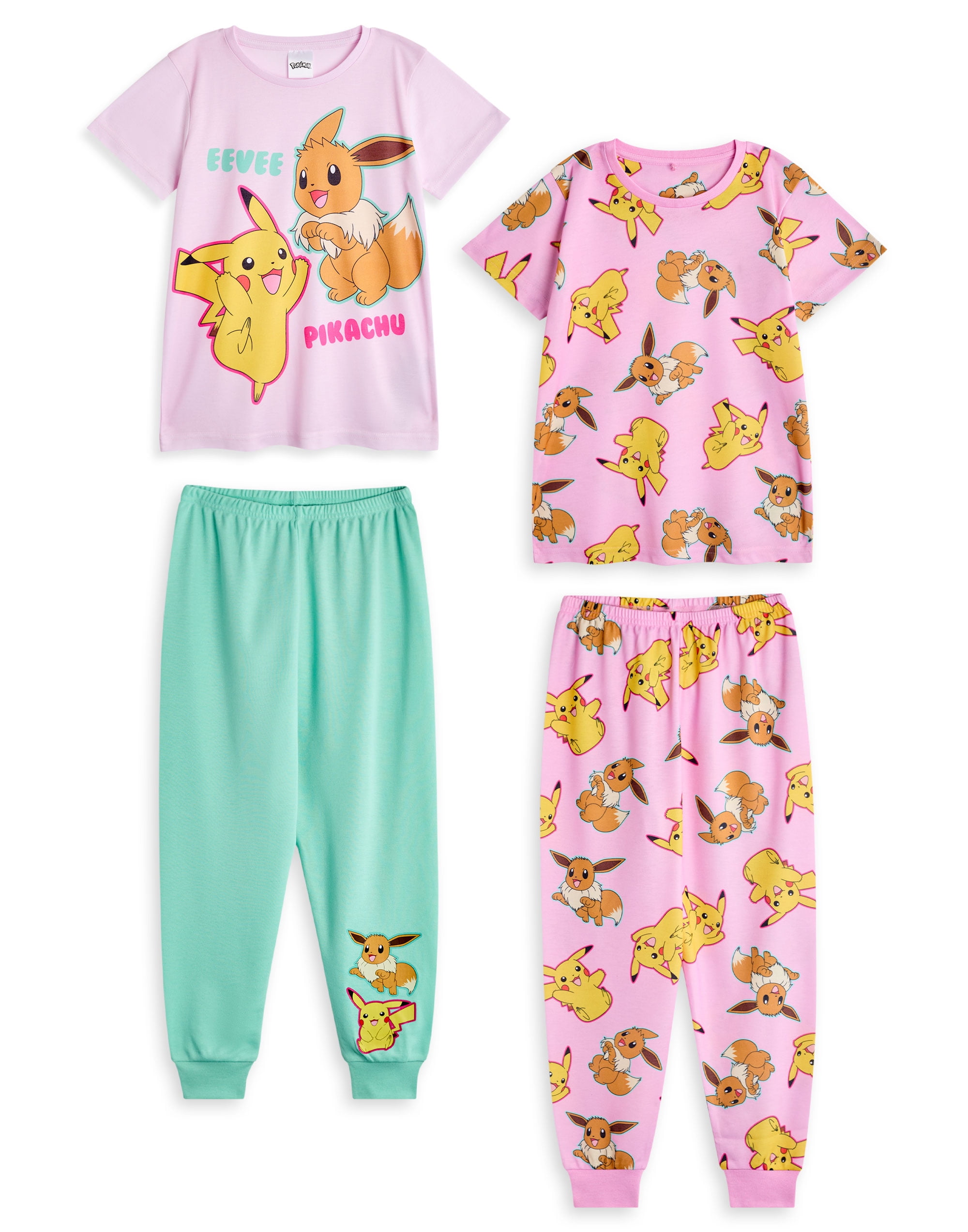 Pokemon Girls Pink Multi-Pack of 2 Short Sleeve Long Leg Pyjama Set ...