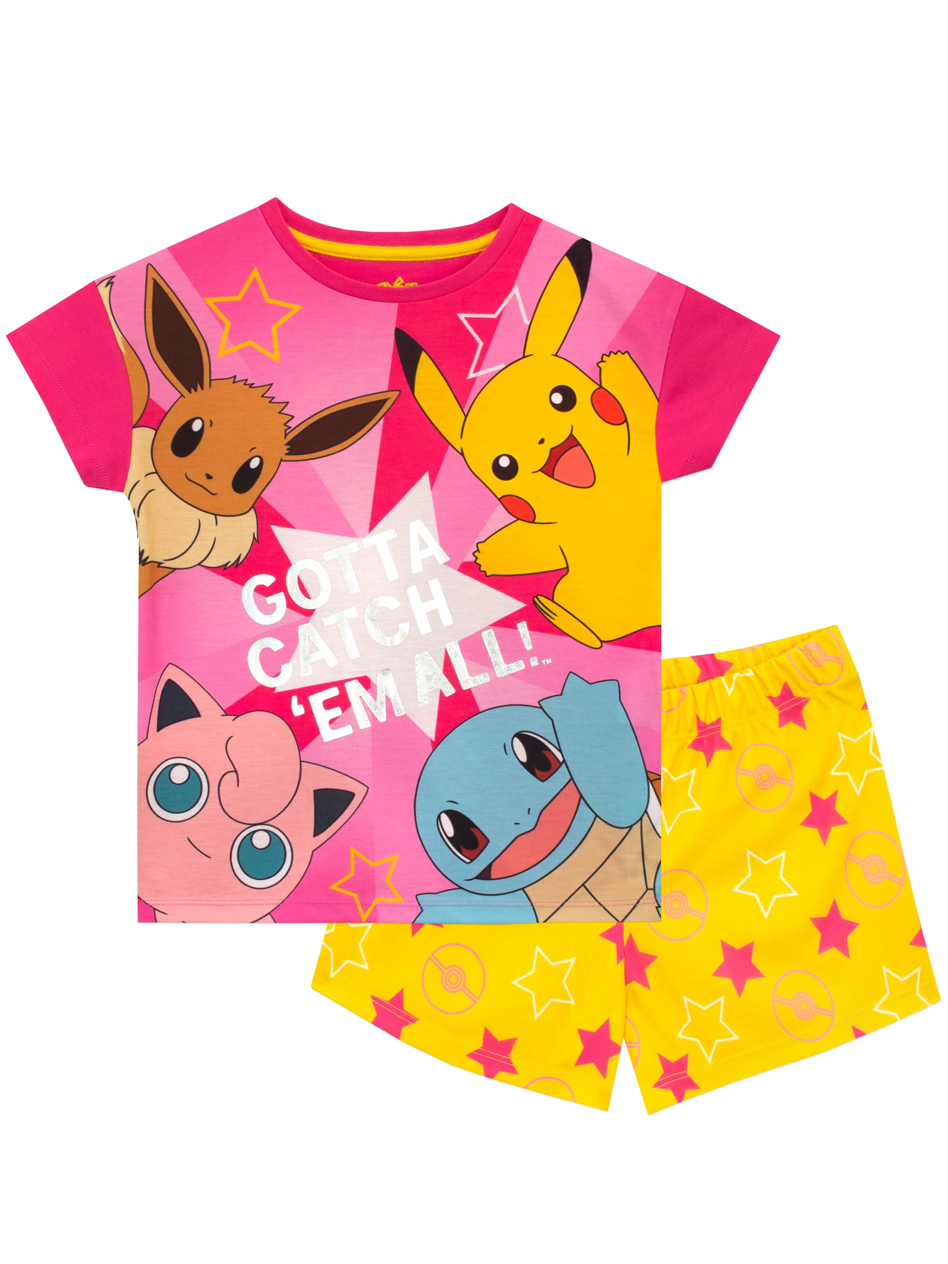 Pokemon Kids Pajamas: Pikachu & Eevee Girls Short PJs Sizes 7 - 16 ...