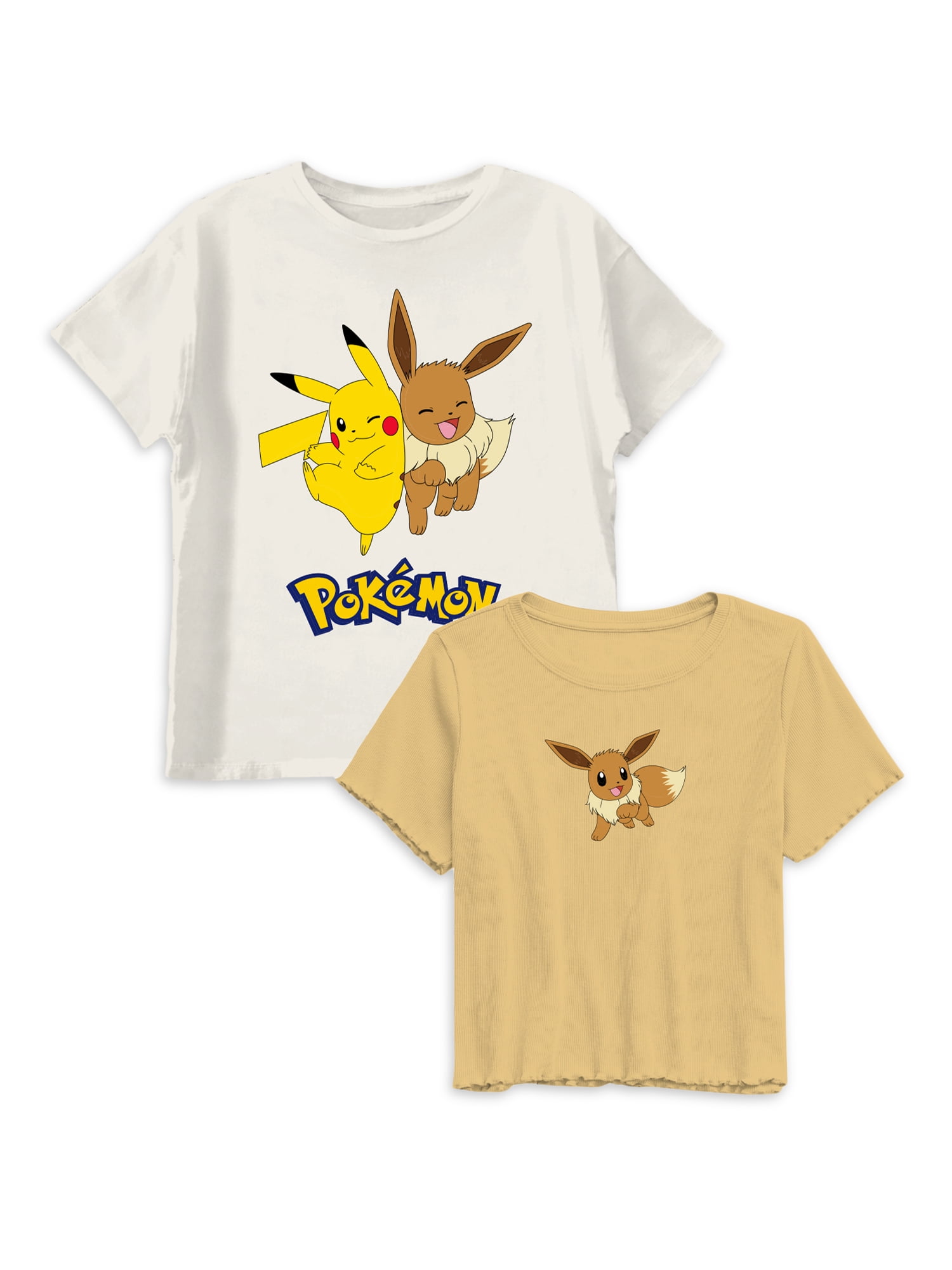 Pokemon Short Sleeve Crew Neck Graphic T-Shirt, 2 Count (Girl's ...