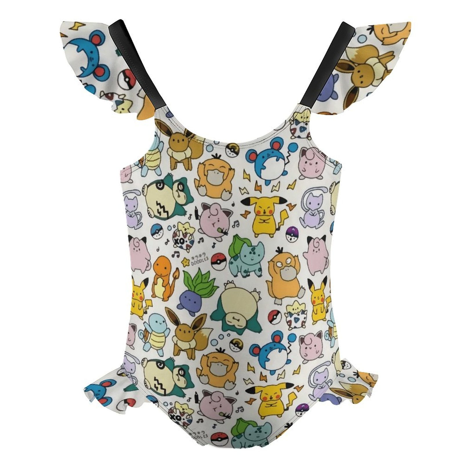 Pokemon Girls cute one-piece swimsuit quick-drying ruffles 10-12Y（150cm ...